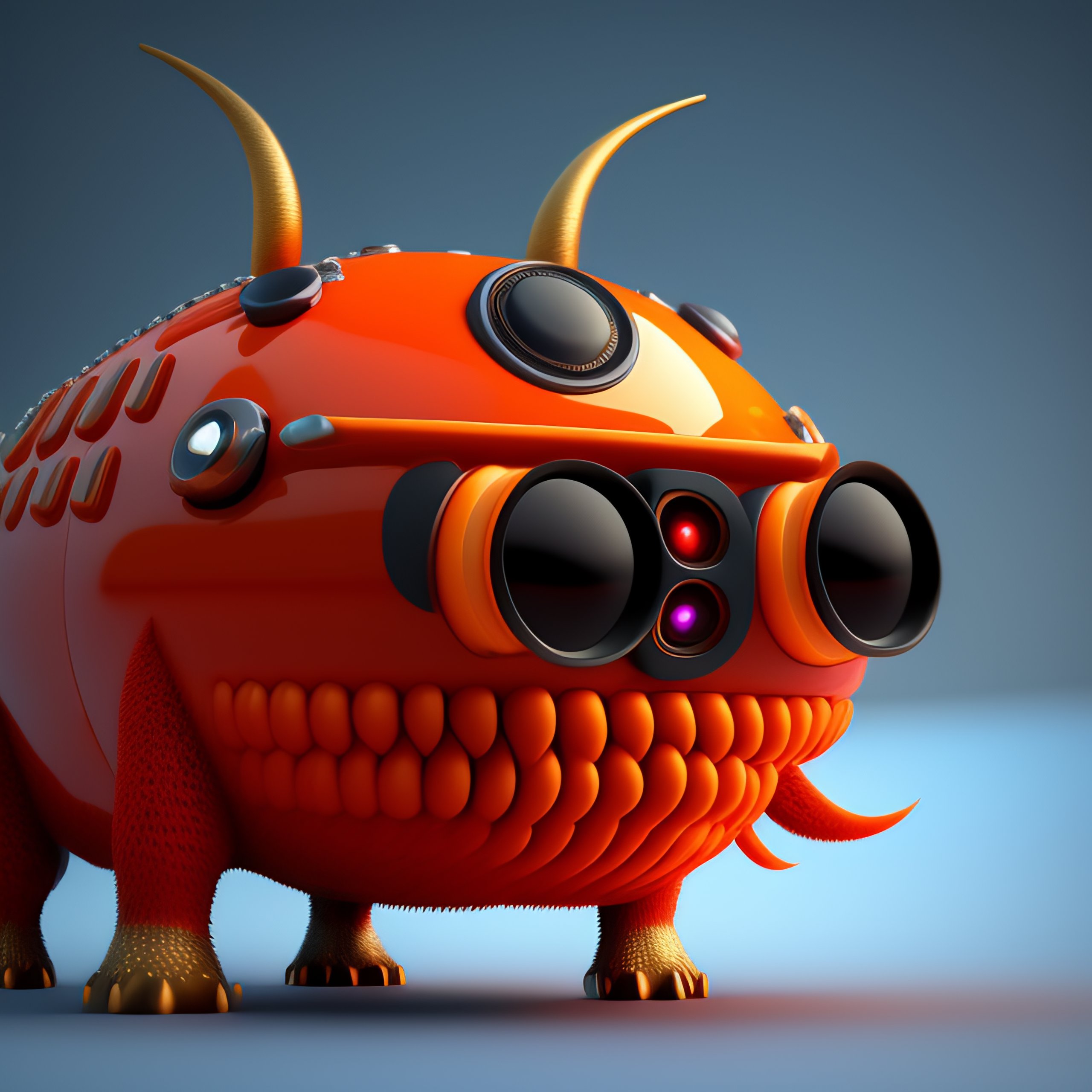 Lexica - C4D render of a monster made out of camera lenses