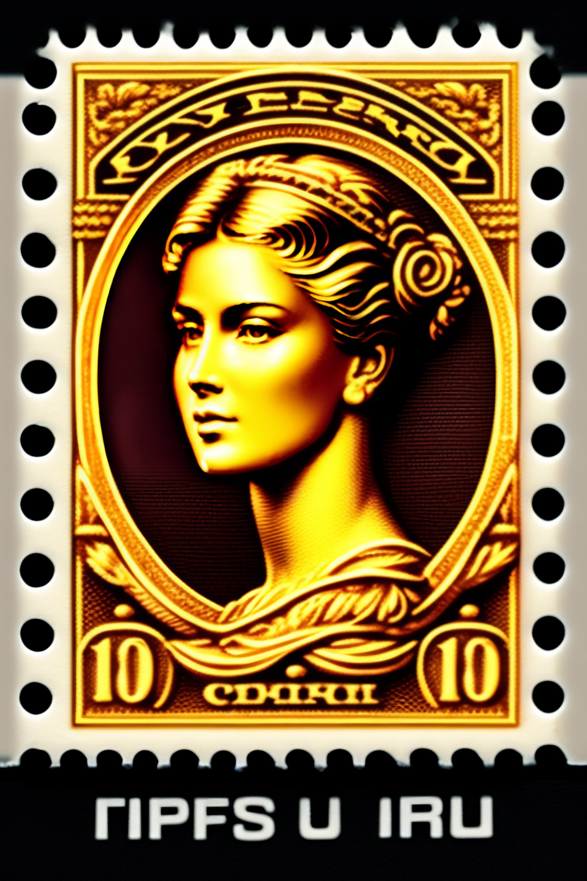 Lexica - Gold nft collectible stamp of fergie