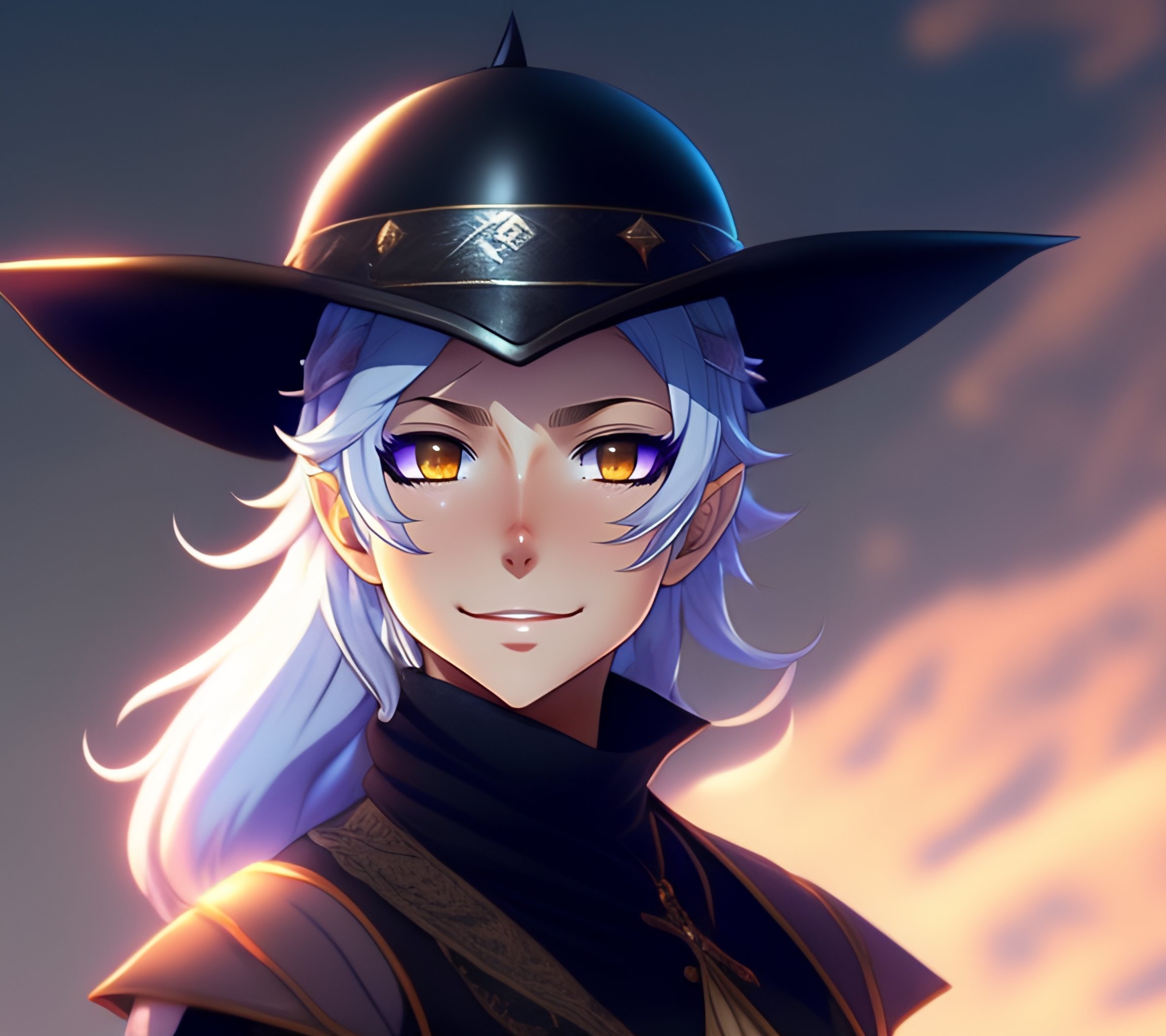 Lexica - Anime, mage, black mage hat, silver hair, High quality, high ...