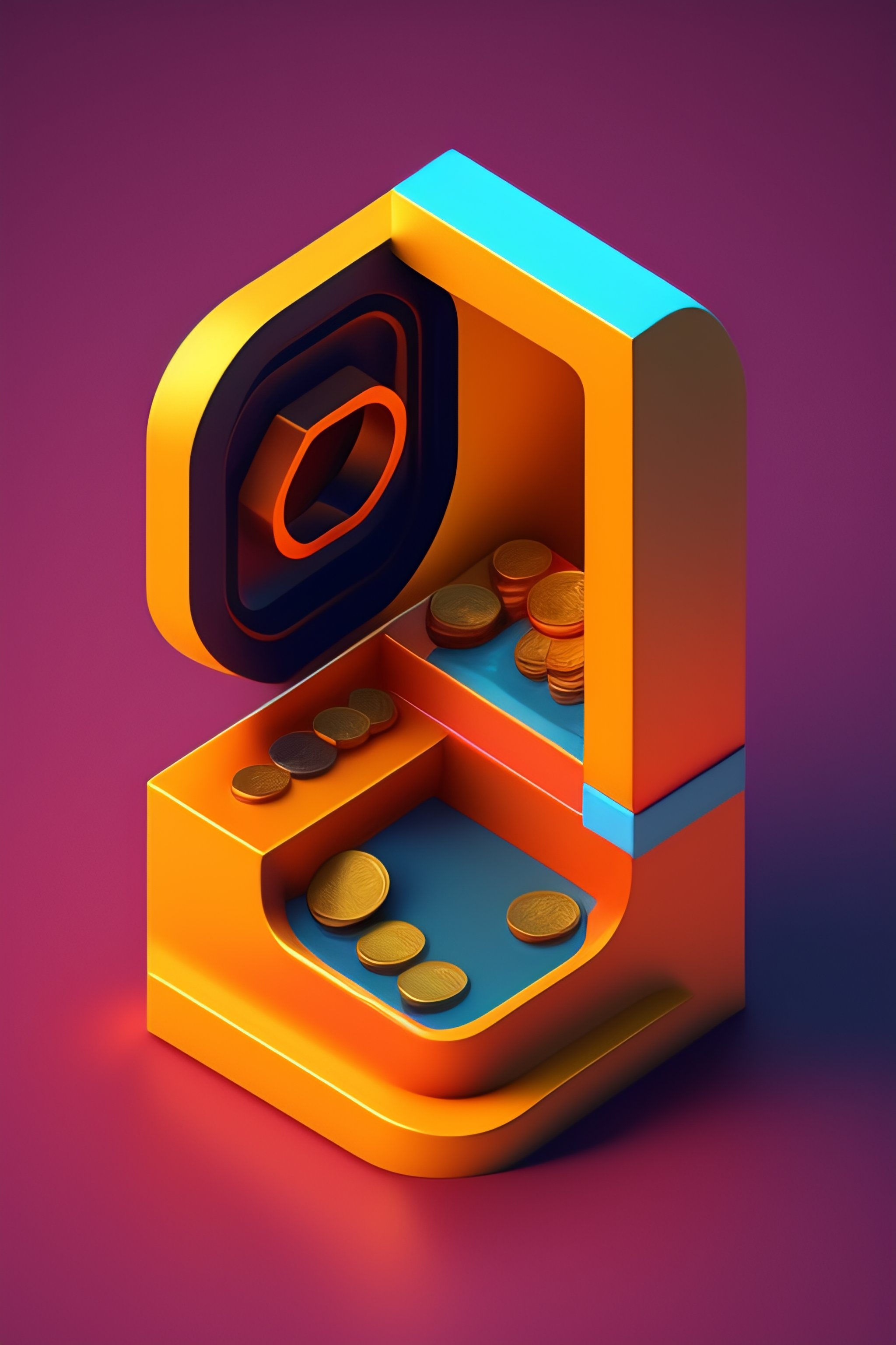 Lexica - 3d isometric style, flat illustration, cash, money, coins ...