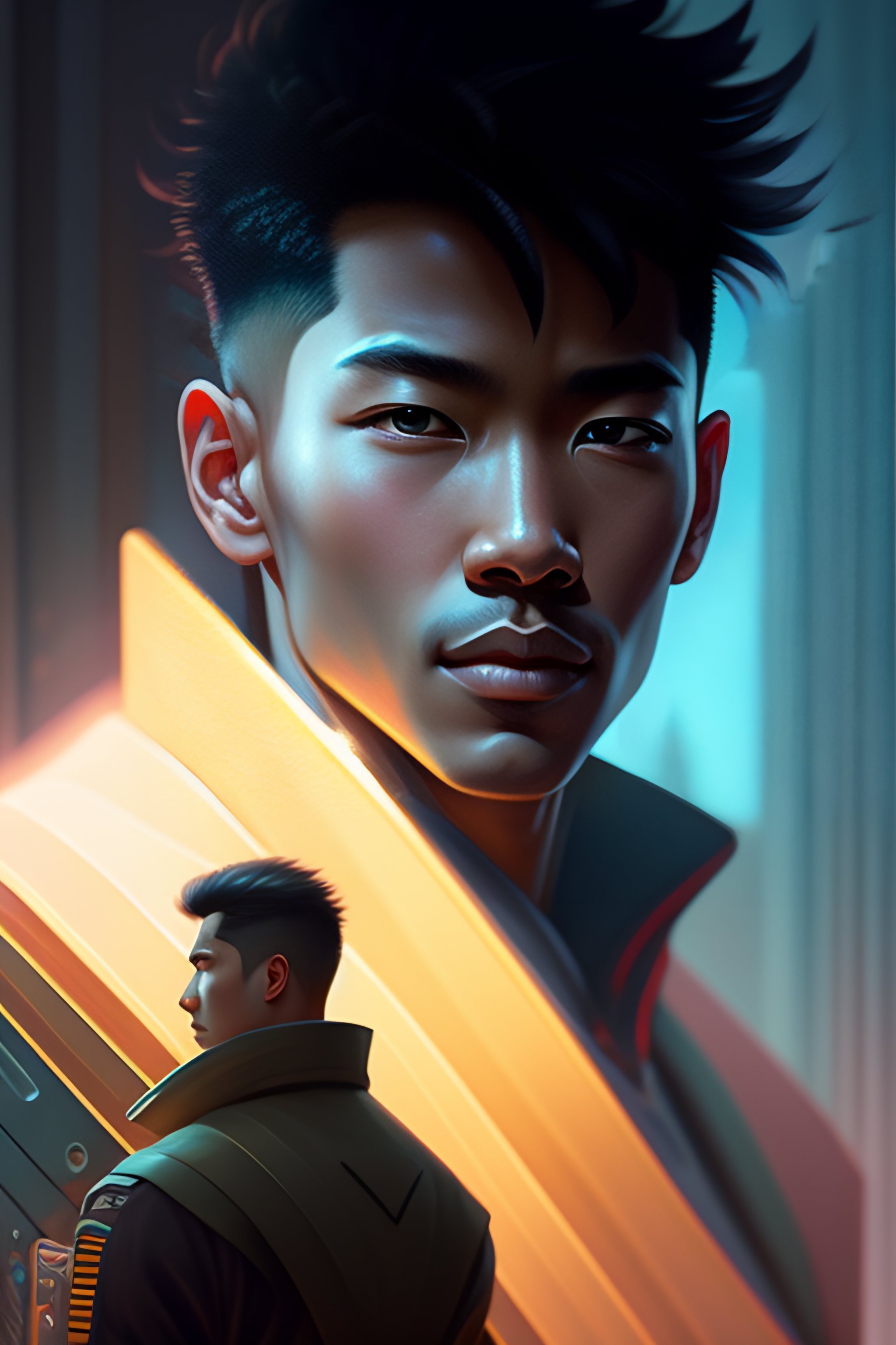 Lexica - Male Cyborg, Horror, One human eye, Claw Hands, Fantasy city ...