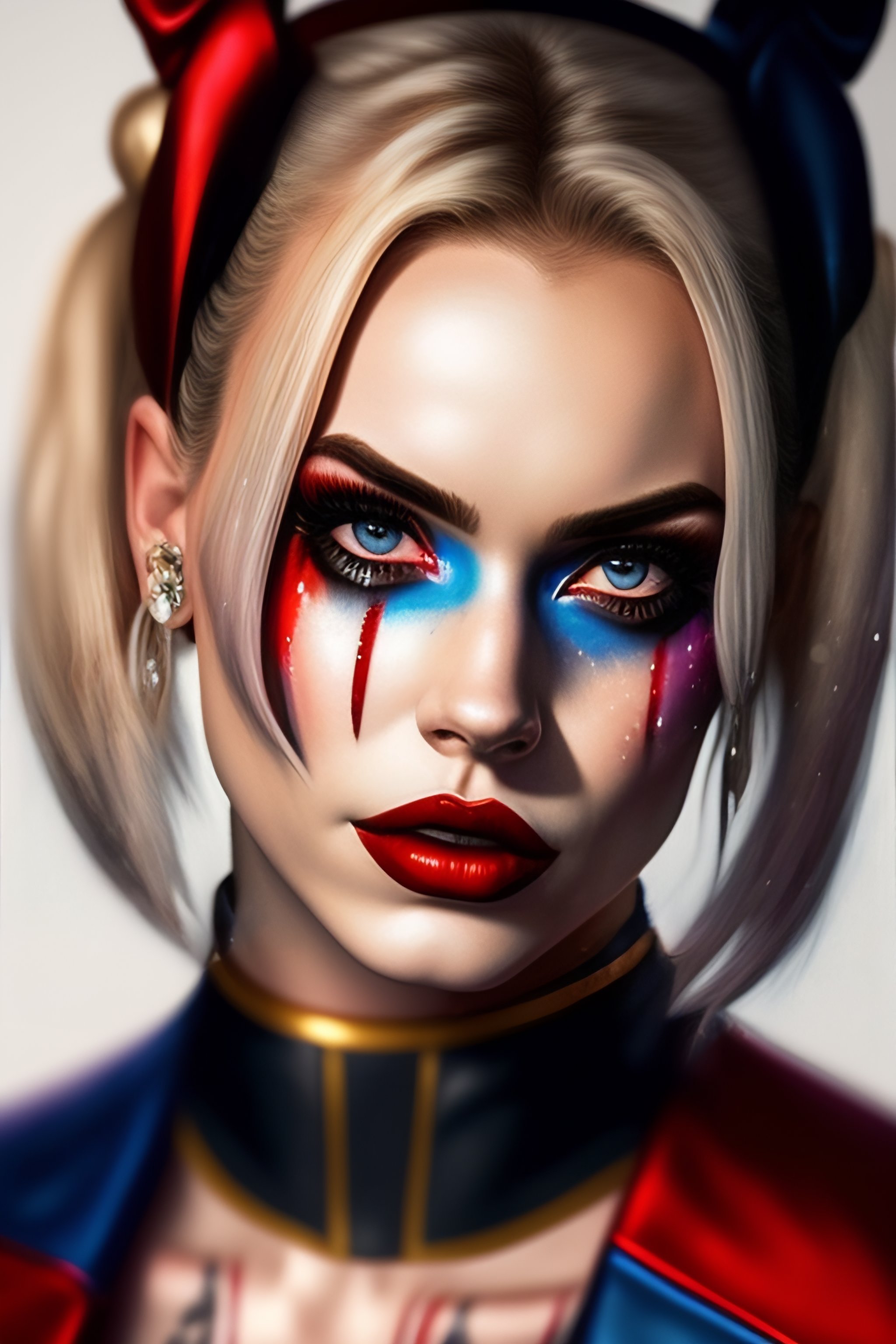 Lexica - A portret of harley quinn crying hyperrealistic