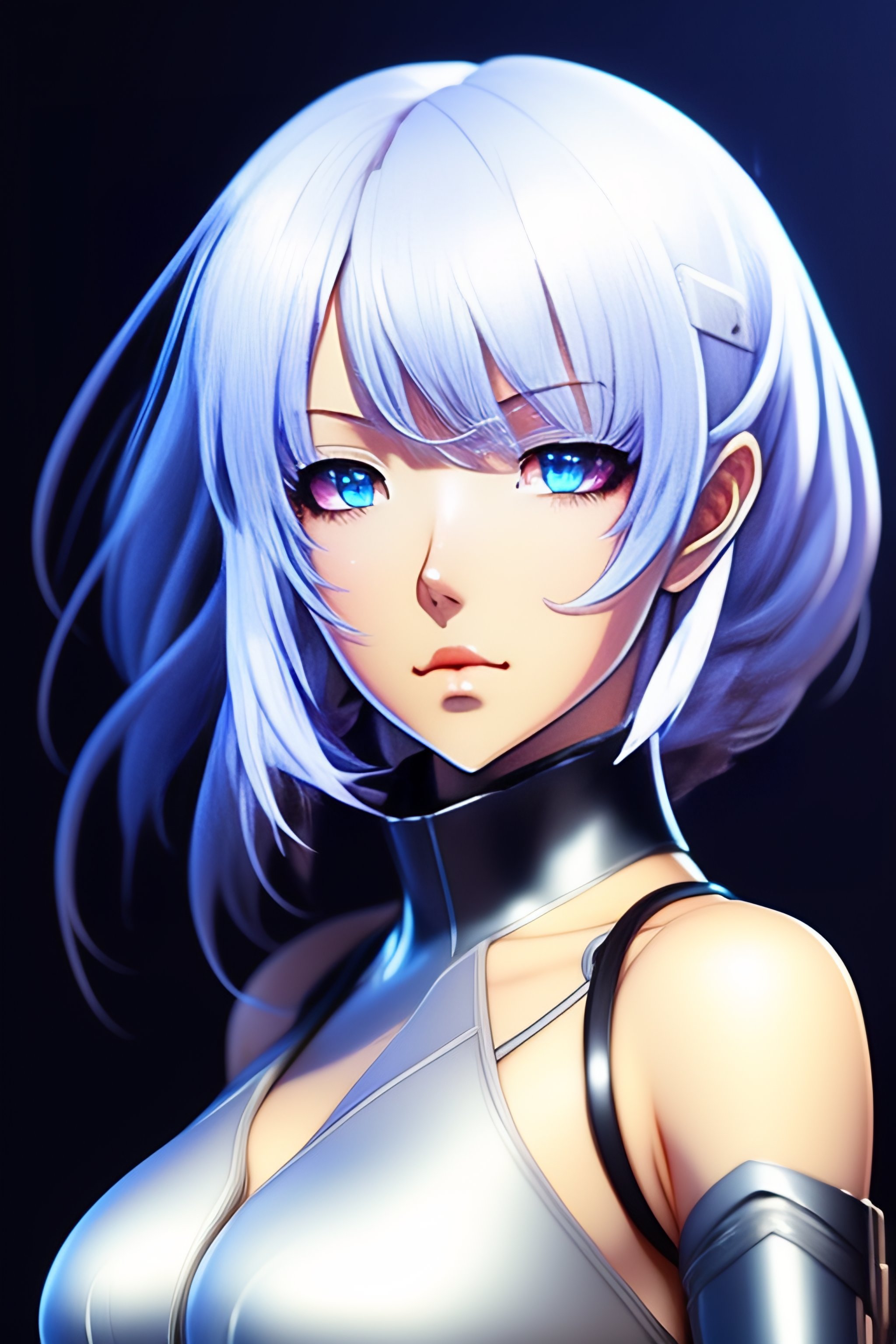 Lexica - Anime android girl with silver hair blue eyes and seam lines ...