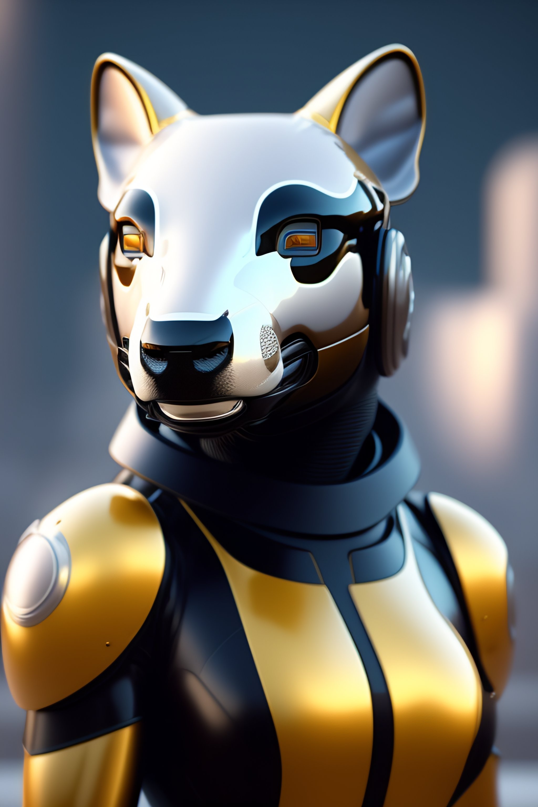 Lexica - Male robotic anthro orca, visor screen for face, large opaque ...