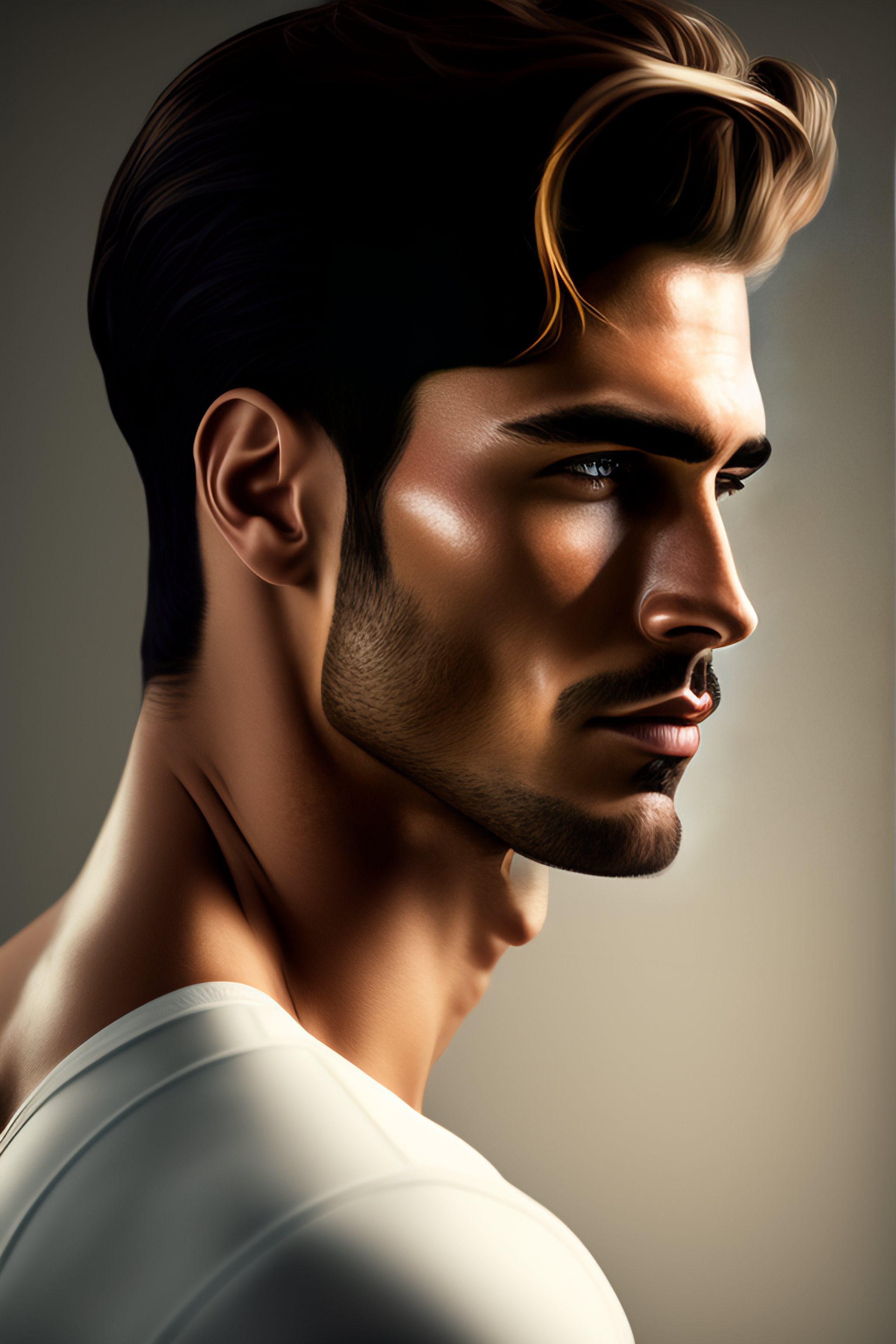 Lexica - Photorealistic portrait of a man with strong defined jawline ...