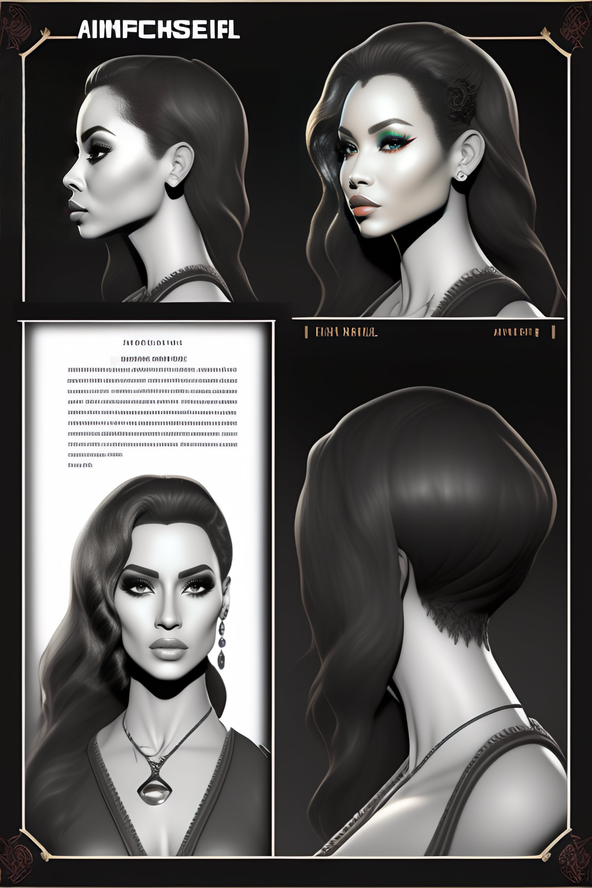 Lexica - Faceless monster character model sheet