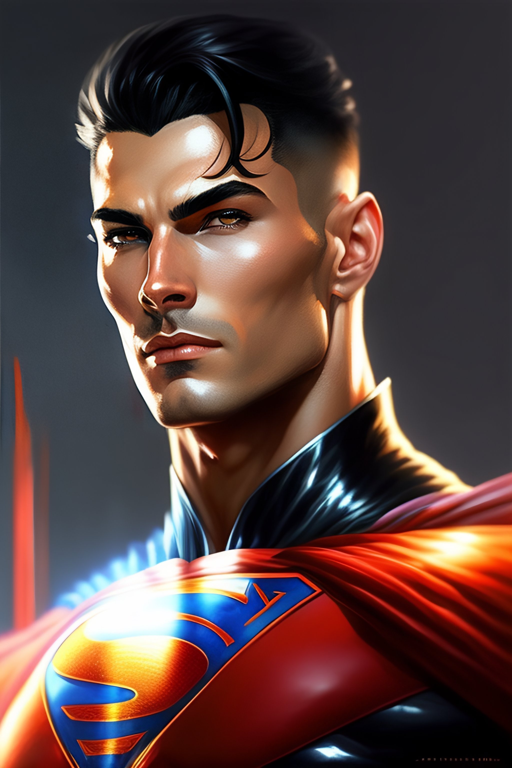 Lexica - Portrait of a super thin muscular superman, epic, tragic ...