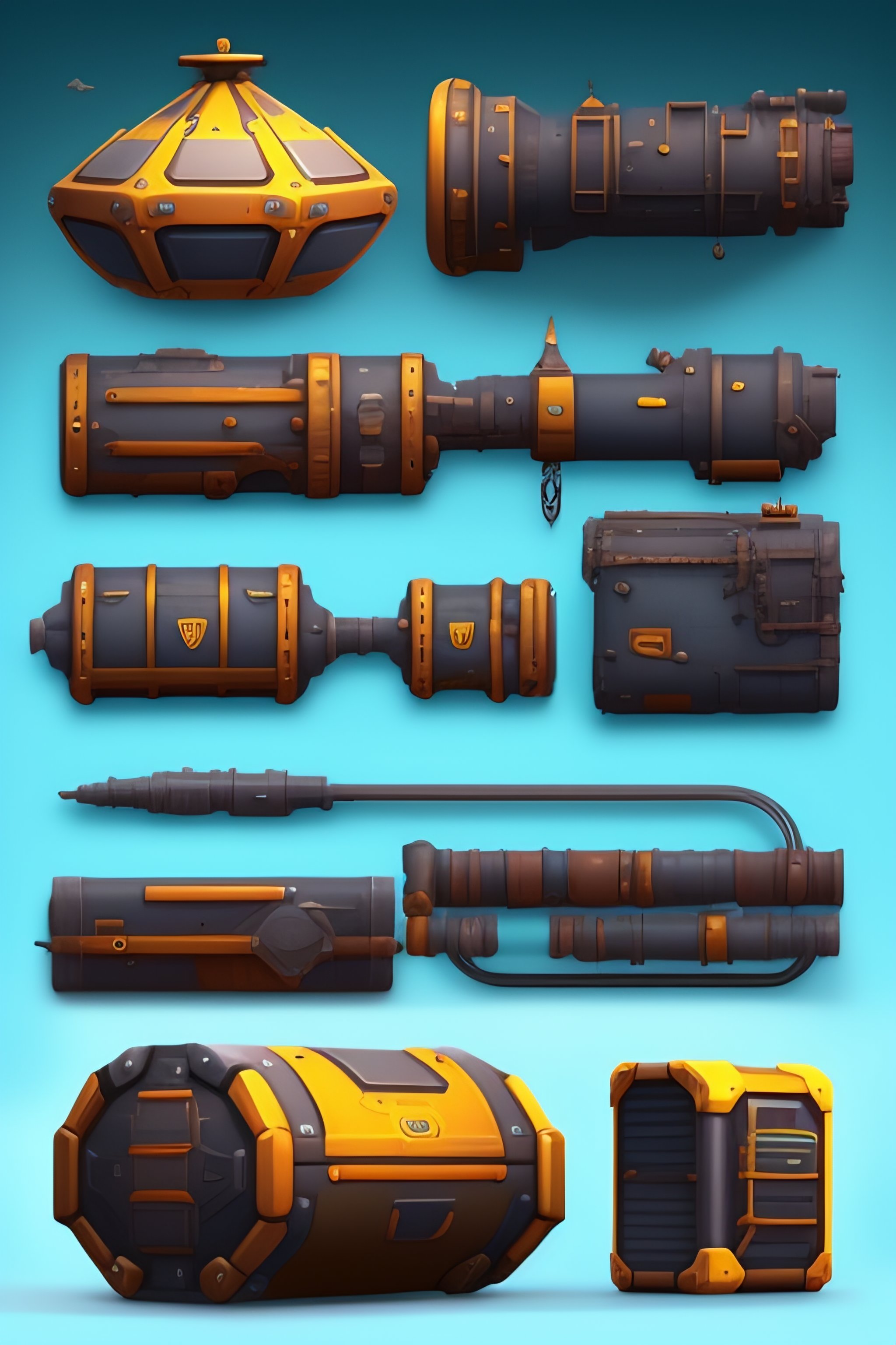 Lexica - 2d props concept game design assets sci-fi mine components ...