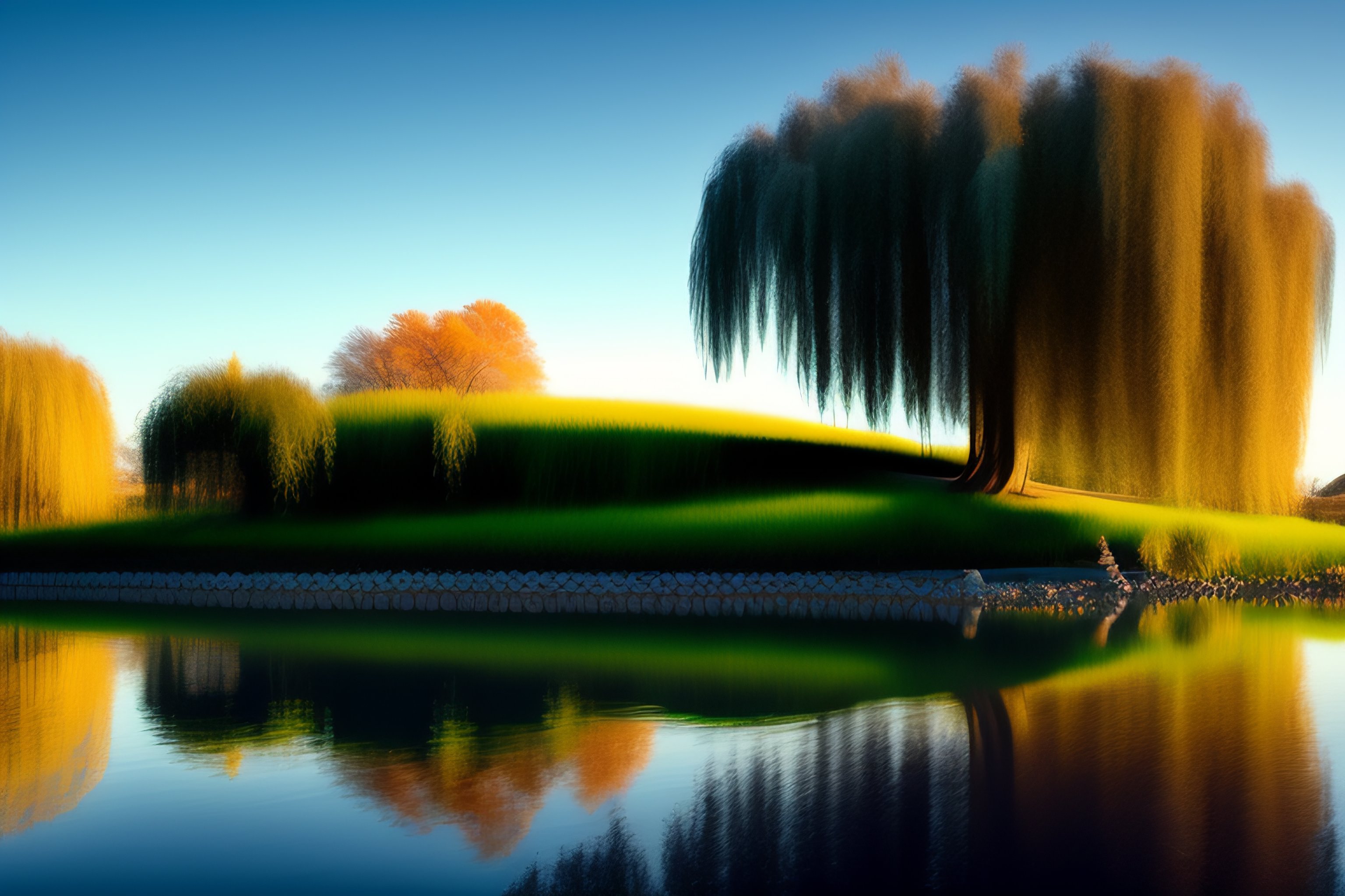 Lexica - Glowing big blue willow tree