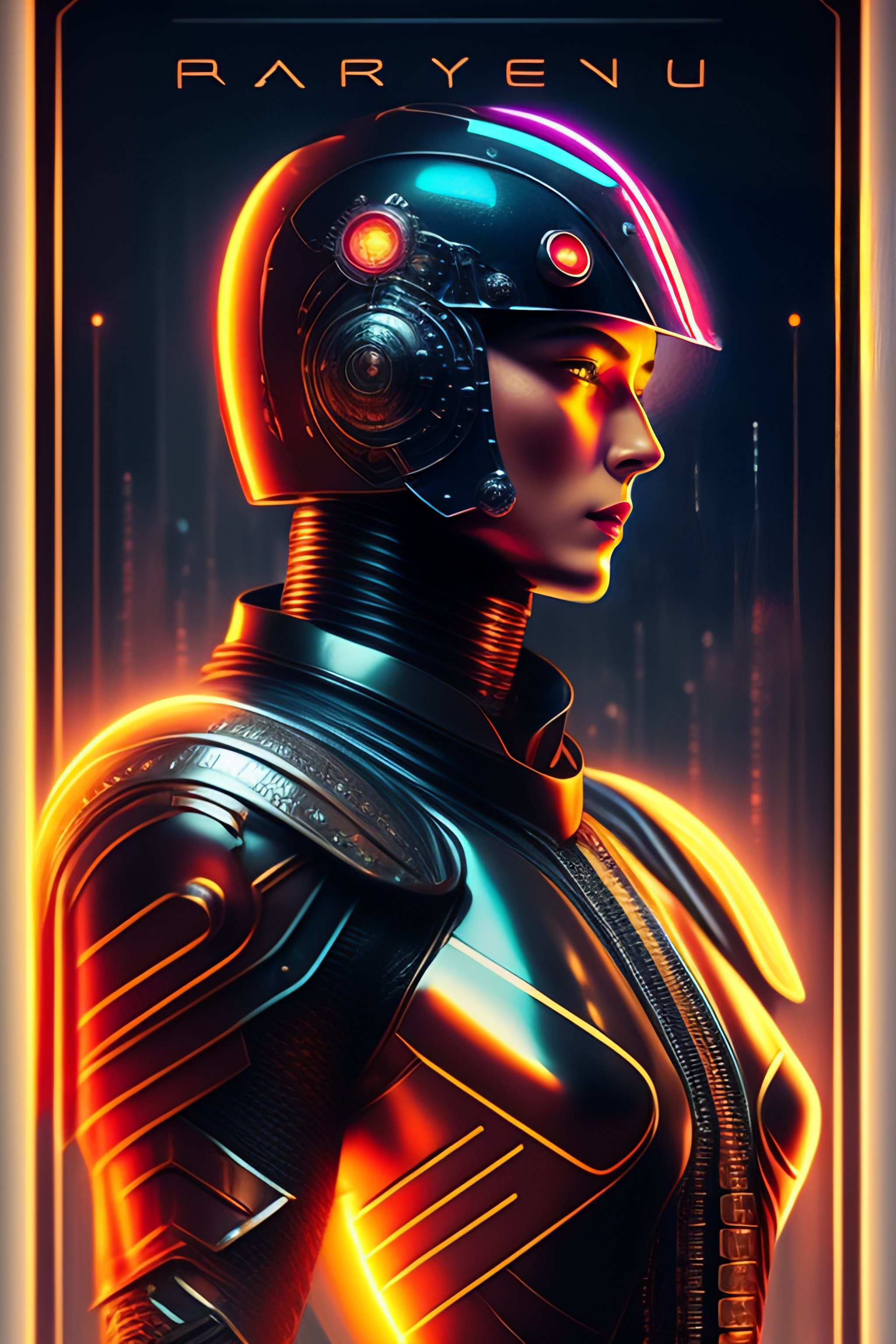 Lexica - Vintage Poster Medium Shot 1820, futuristic cyberpunk, man in ...