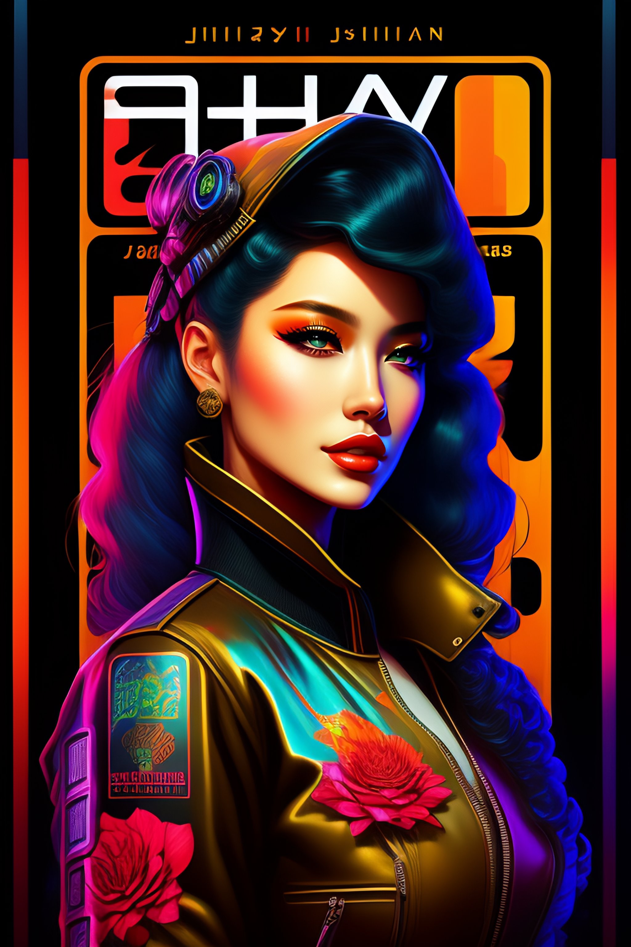 Lexica - Cyberpunk vintage 1820s magazine cover poster, jypsy girl with ...