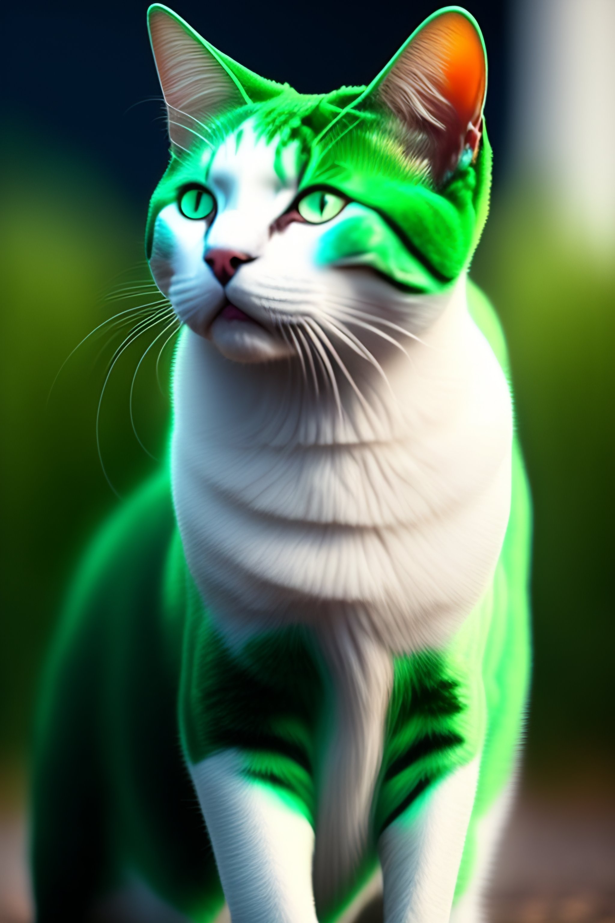 Lexica - Mint green cat,its tongue is bright green,furry,anthropomorphic