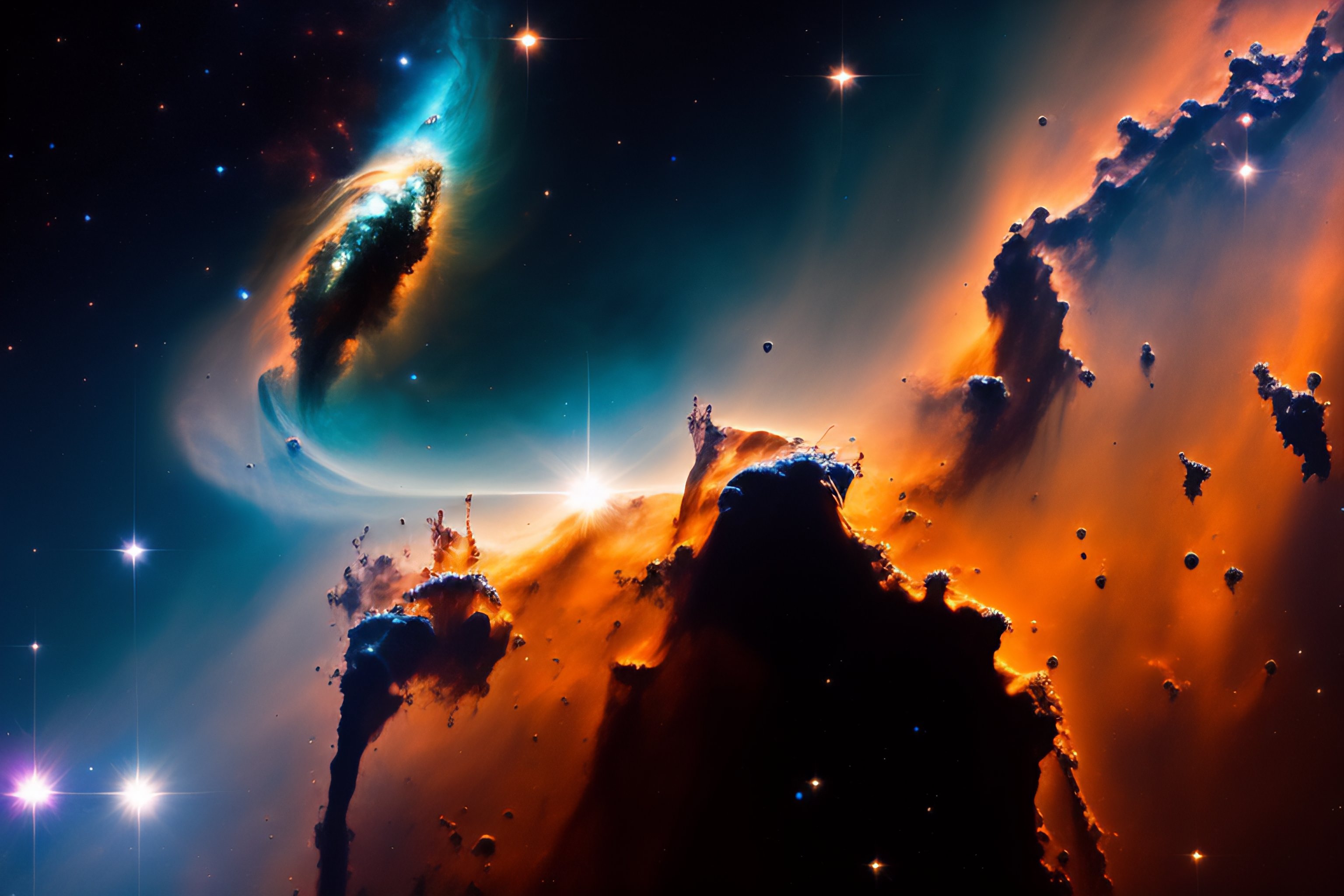 Lexica - Hubble stars , pillars of creation , (((space ship floating in ...