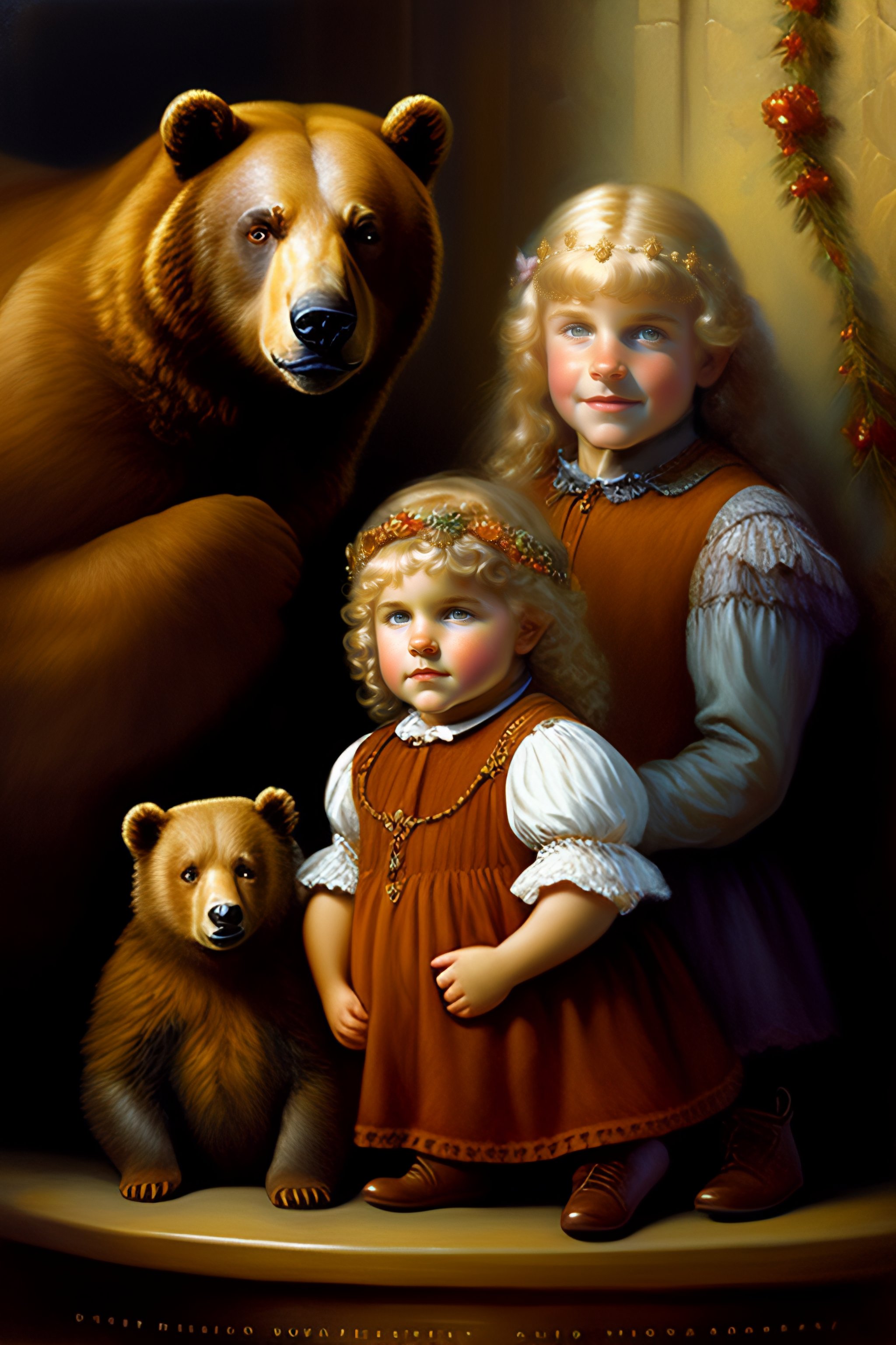 Lexica - Polaroid photo of Goldilocks and the three bears. Highly ...