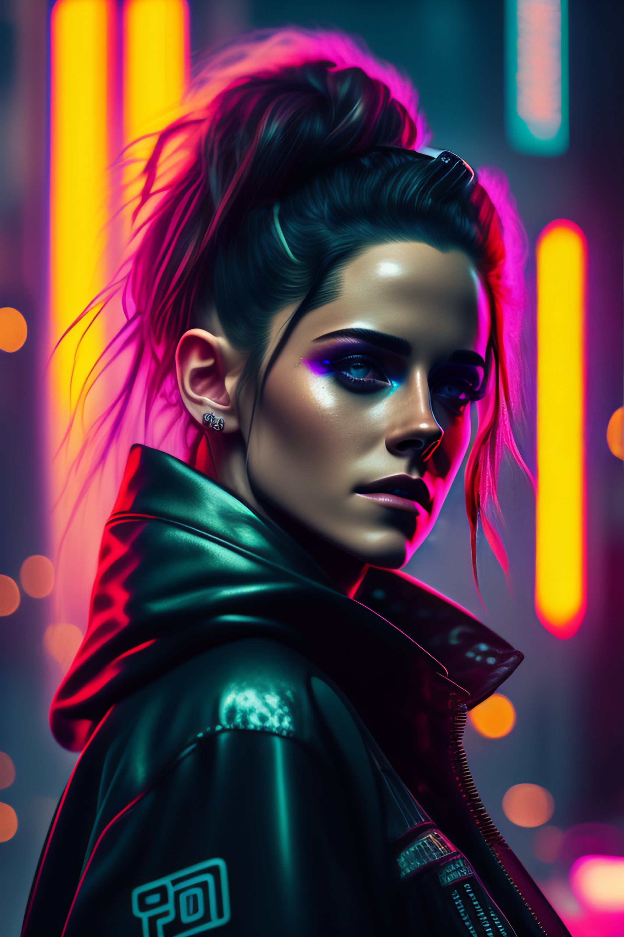 Lexica - Detailed film still of portrait neon operator lady kristen ...