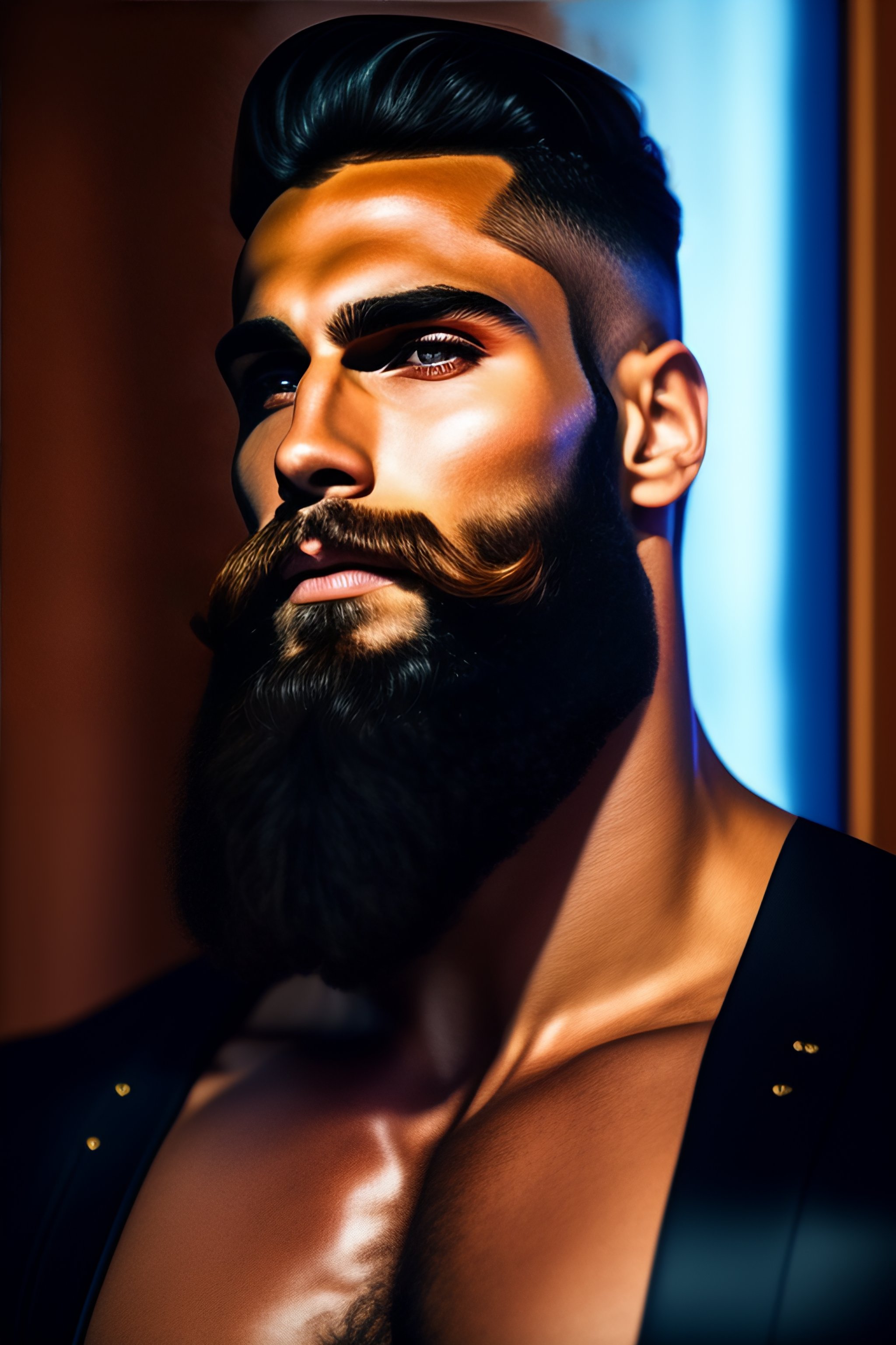 Lexica - 4k photo tall handsome gigachad long black beard