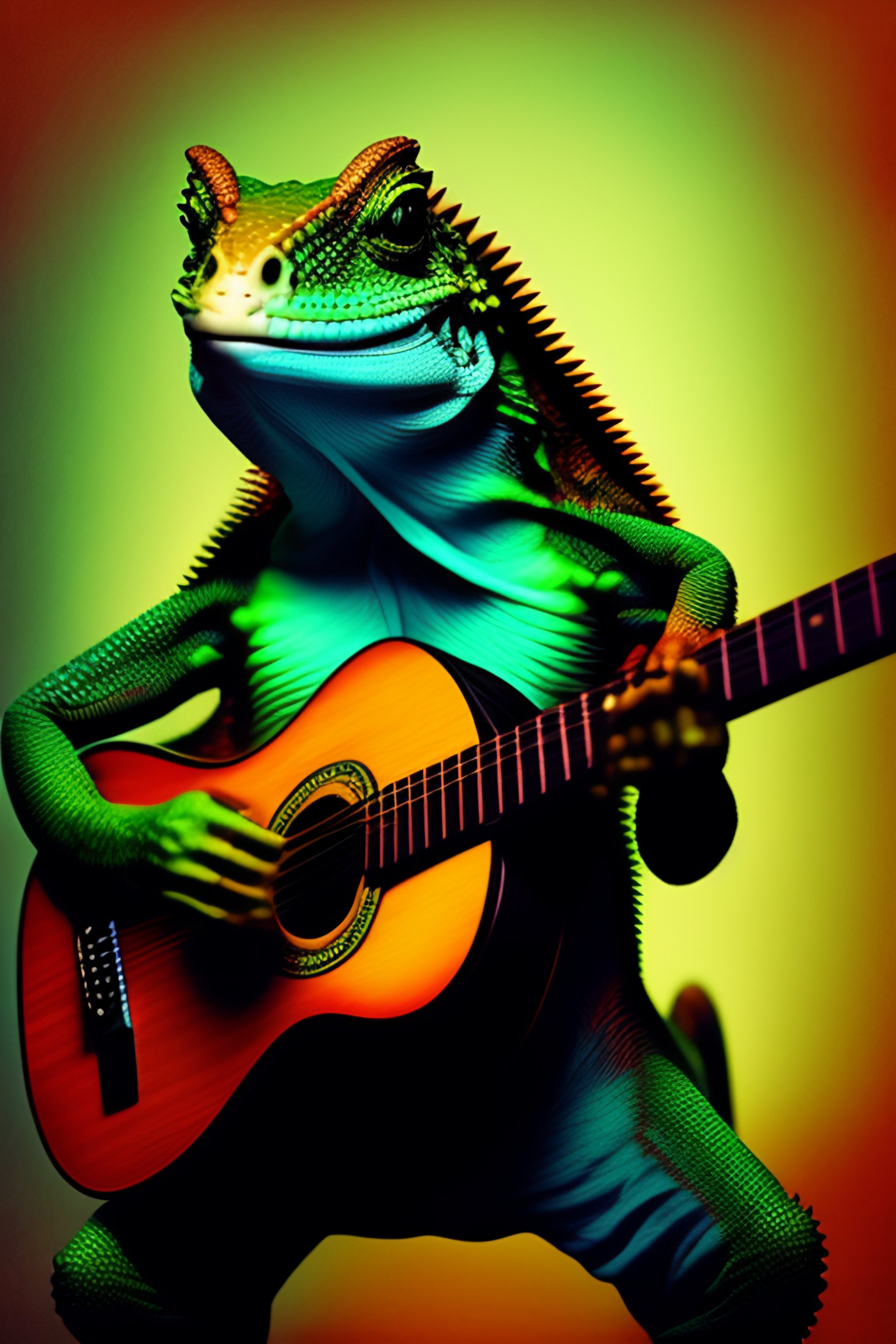 Lexica - Psychodellic lizard playing guitar
