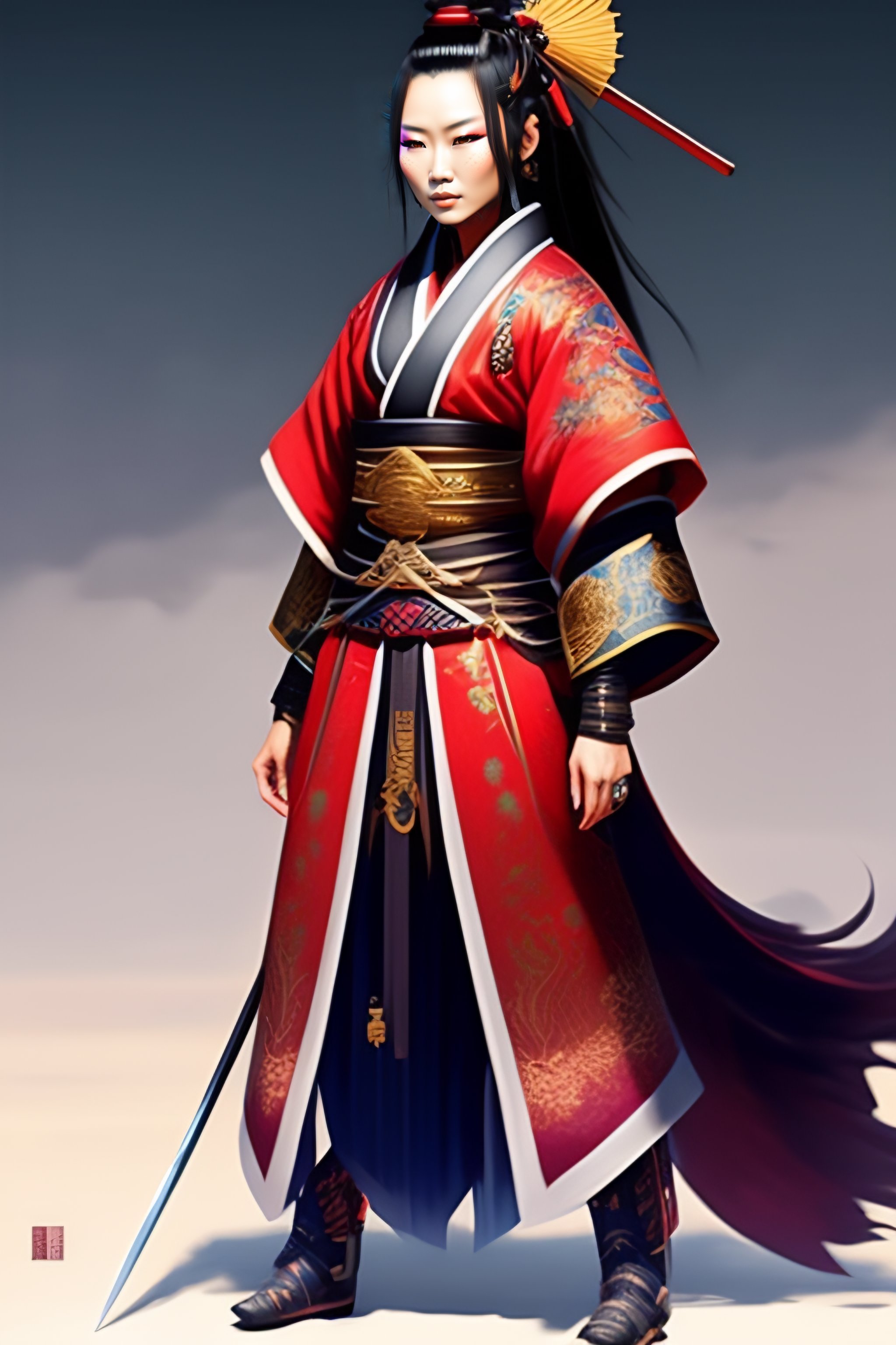 Lexica - Concept art of a samurai woman, in samurai armor, in samurai ...