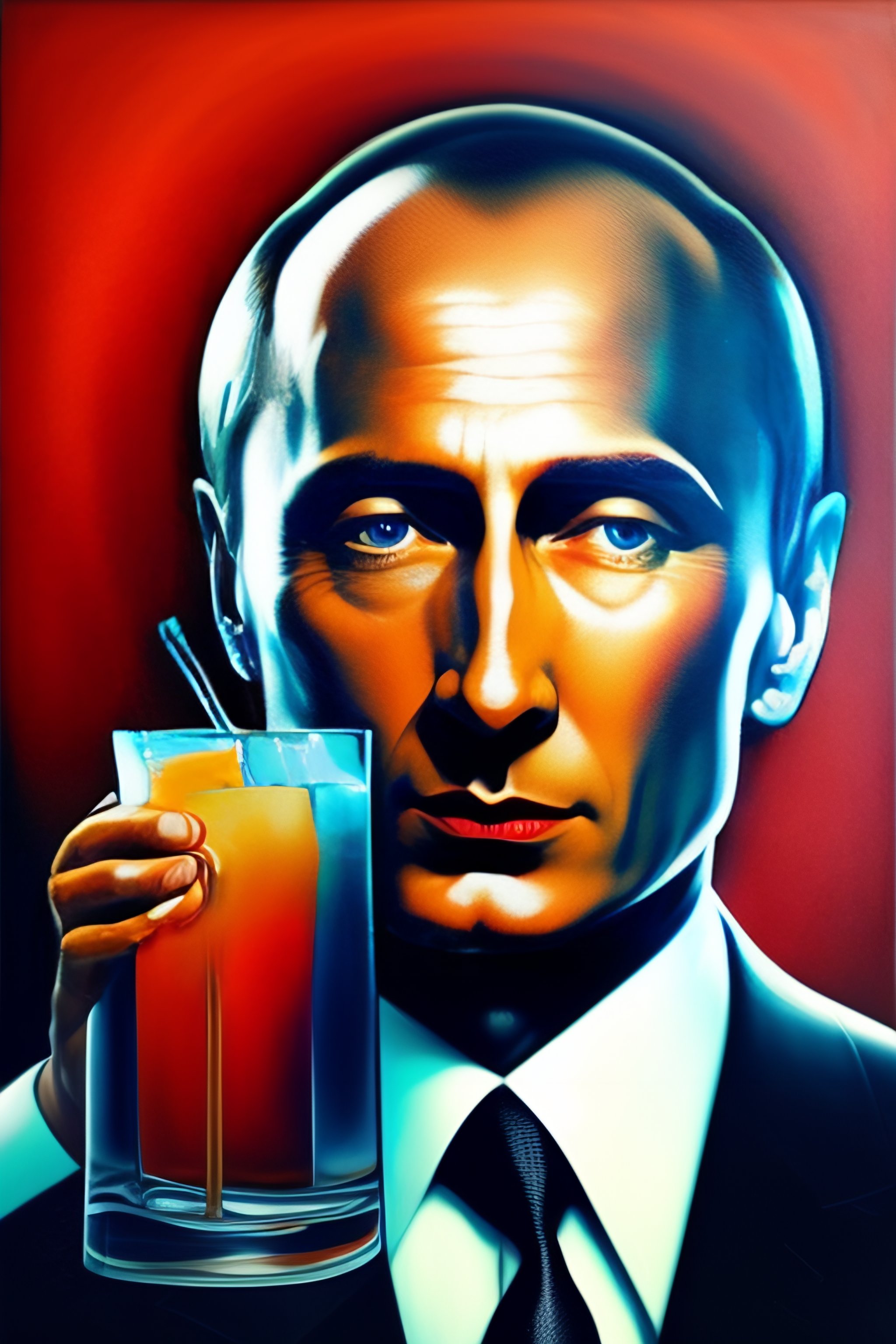 Lexica - Portrait of vladimir putin with vodka, style in art Salvador Dali