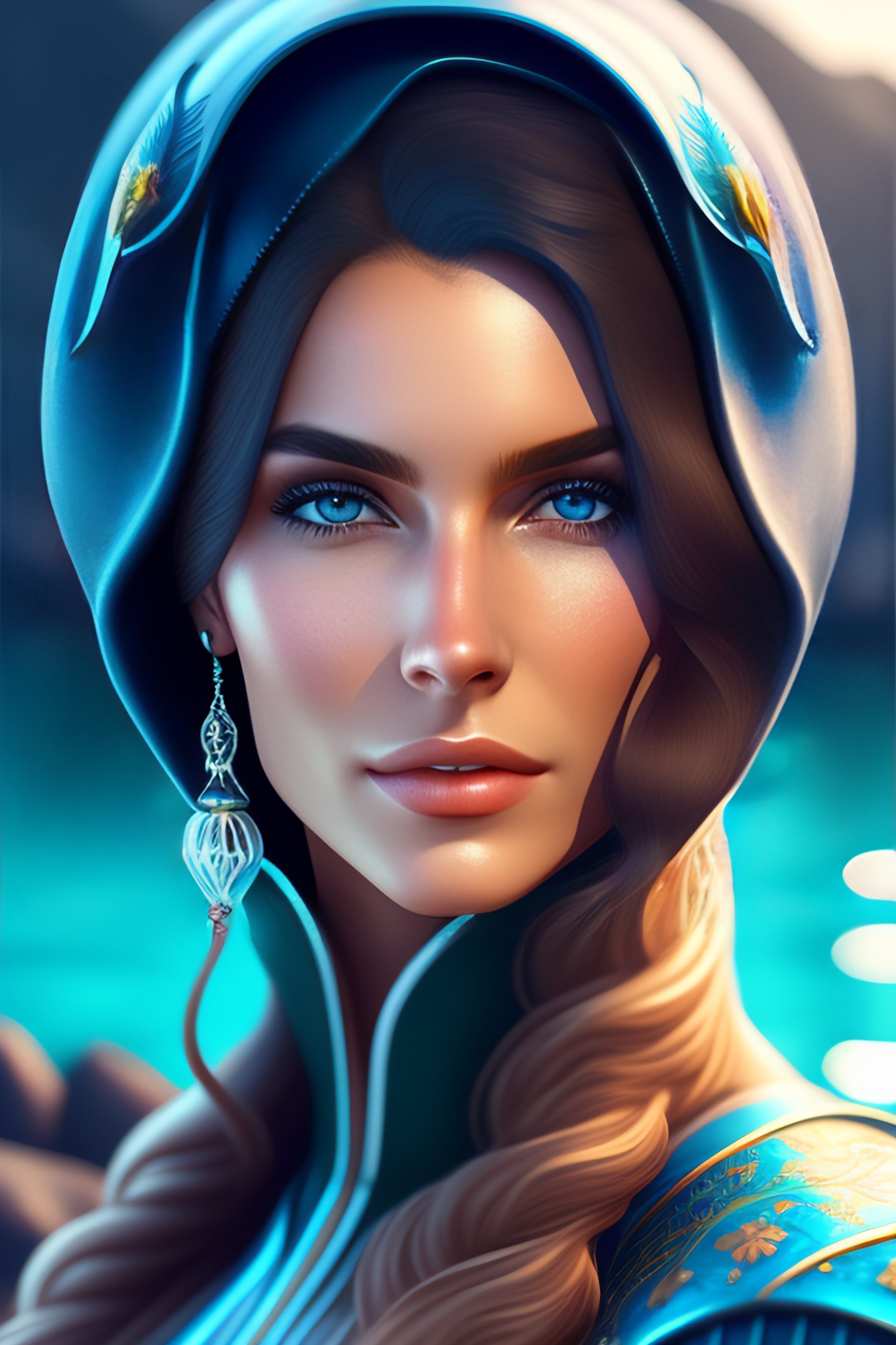 Lexica - Portrait of a beautiful swiss woman, surrounded by water ...