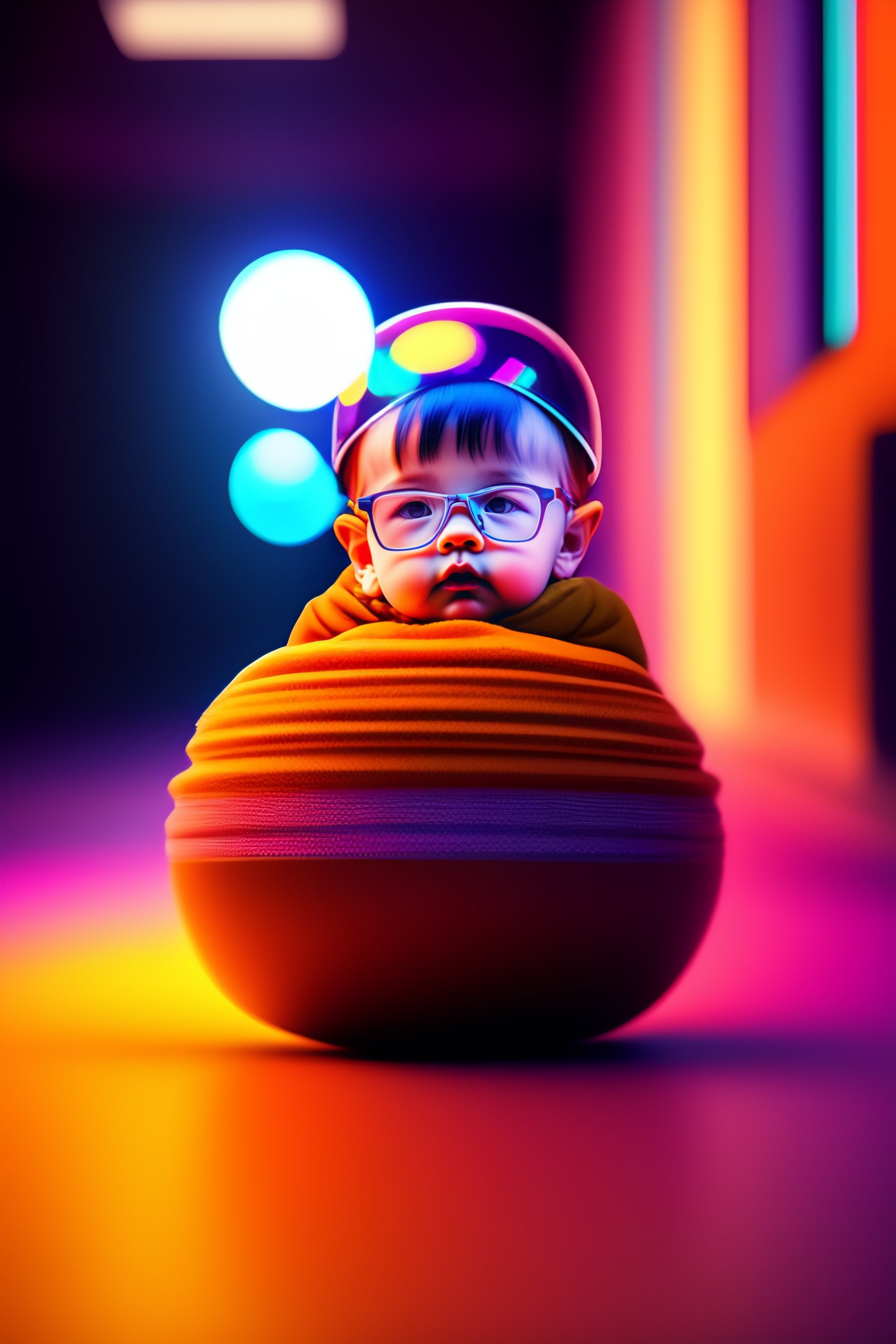 Lexica - A interdimensional space baby with glasses sitting on the ...