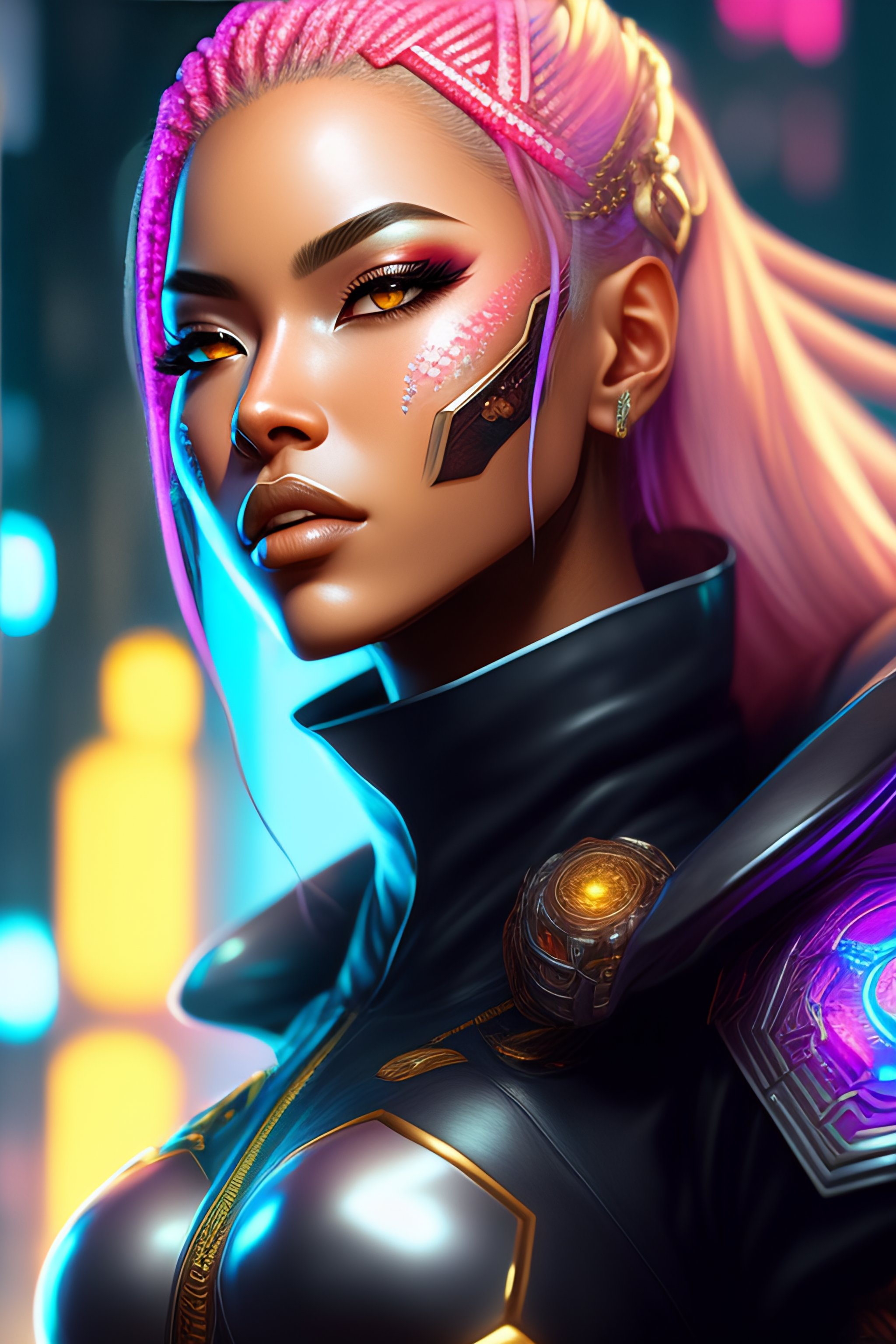 Lexica - Right facing, Portrait of a cyberpunk diamond skinned cyborg ...