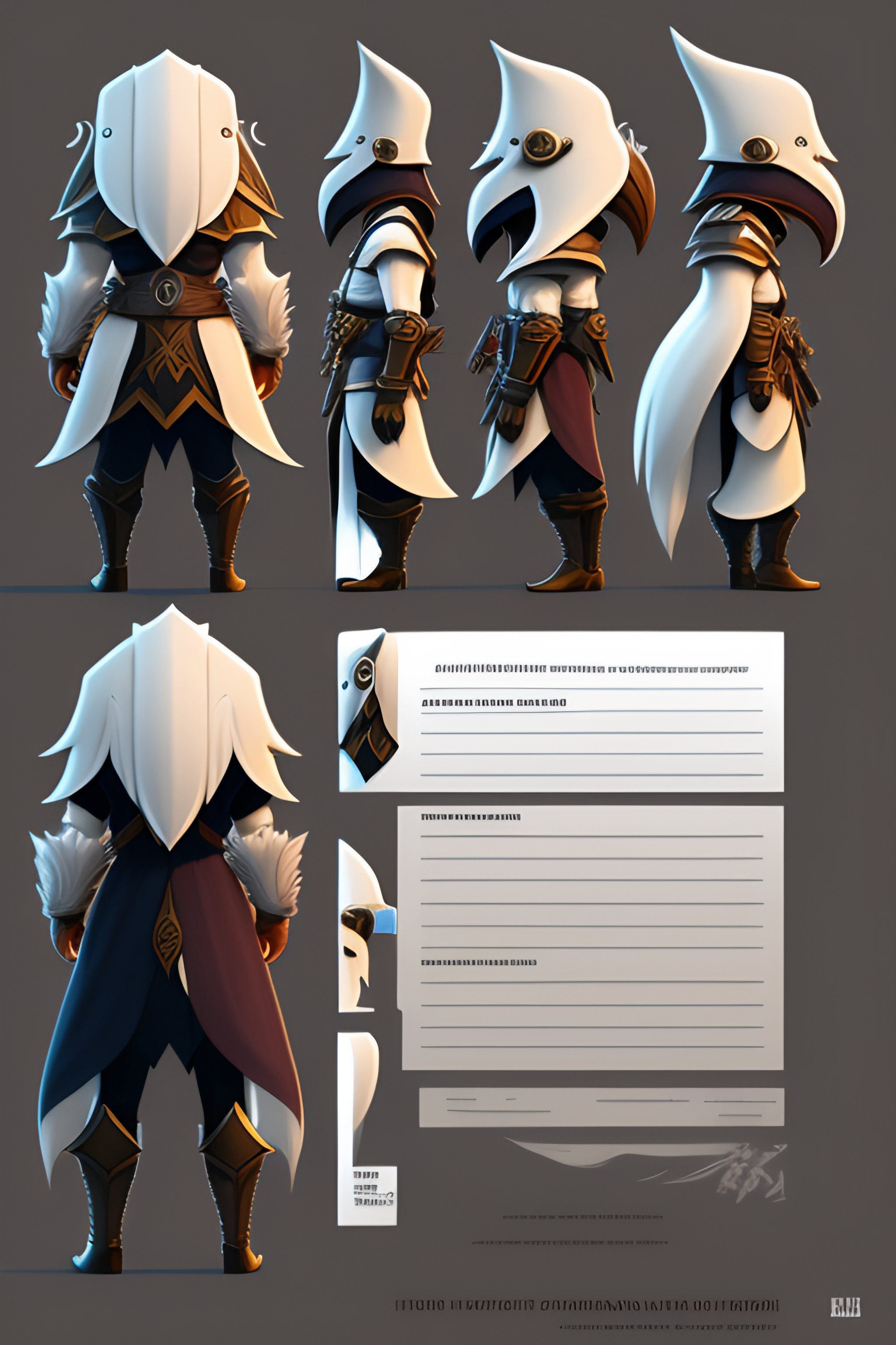 Lexica - Faceless monster character model sheet