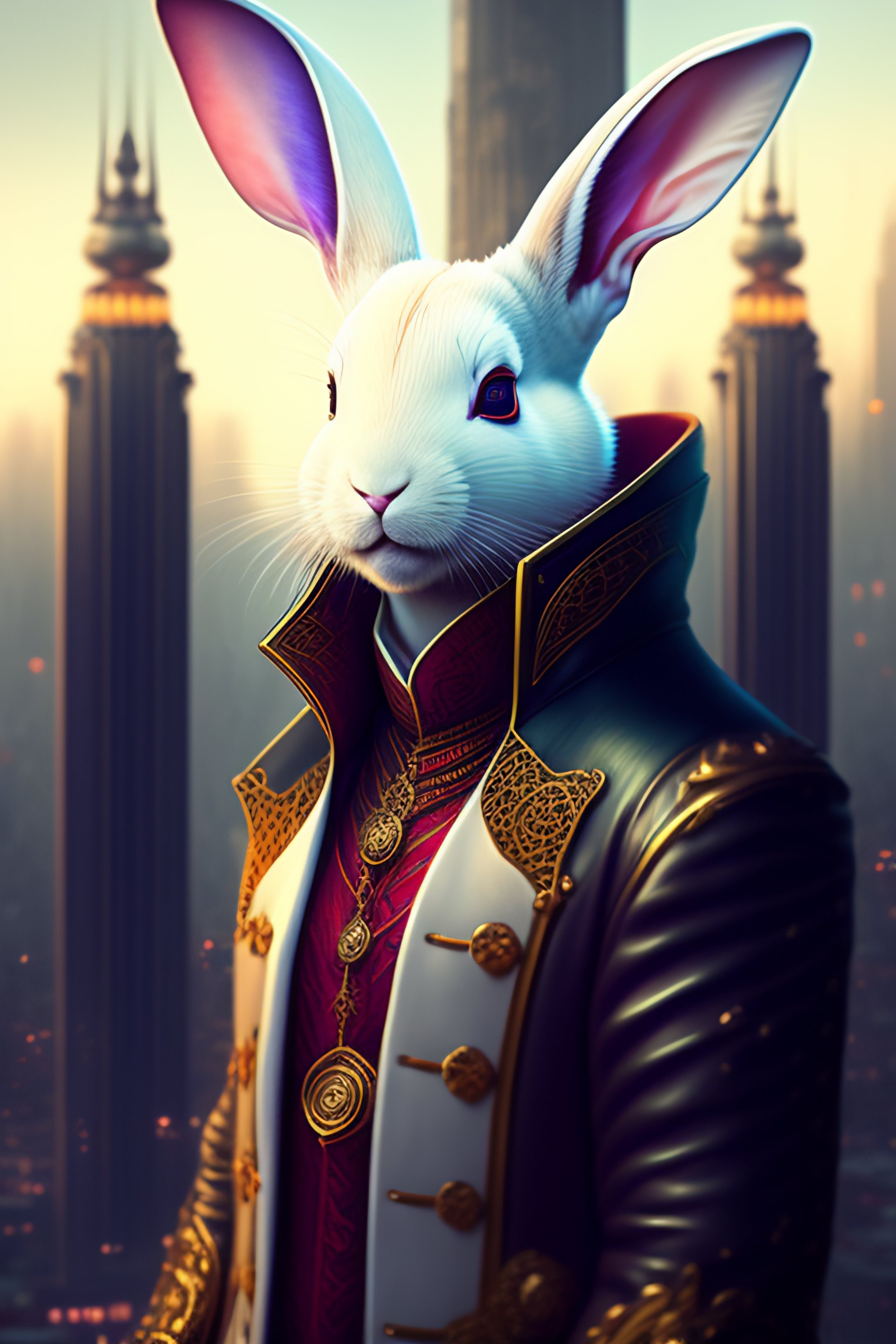 Lexica - White rabbit, matrix, city, steampunk style, highly detailed ...