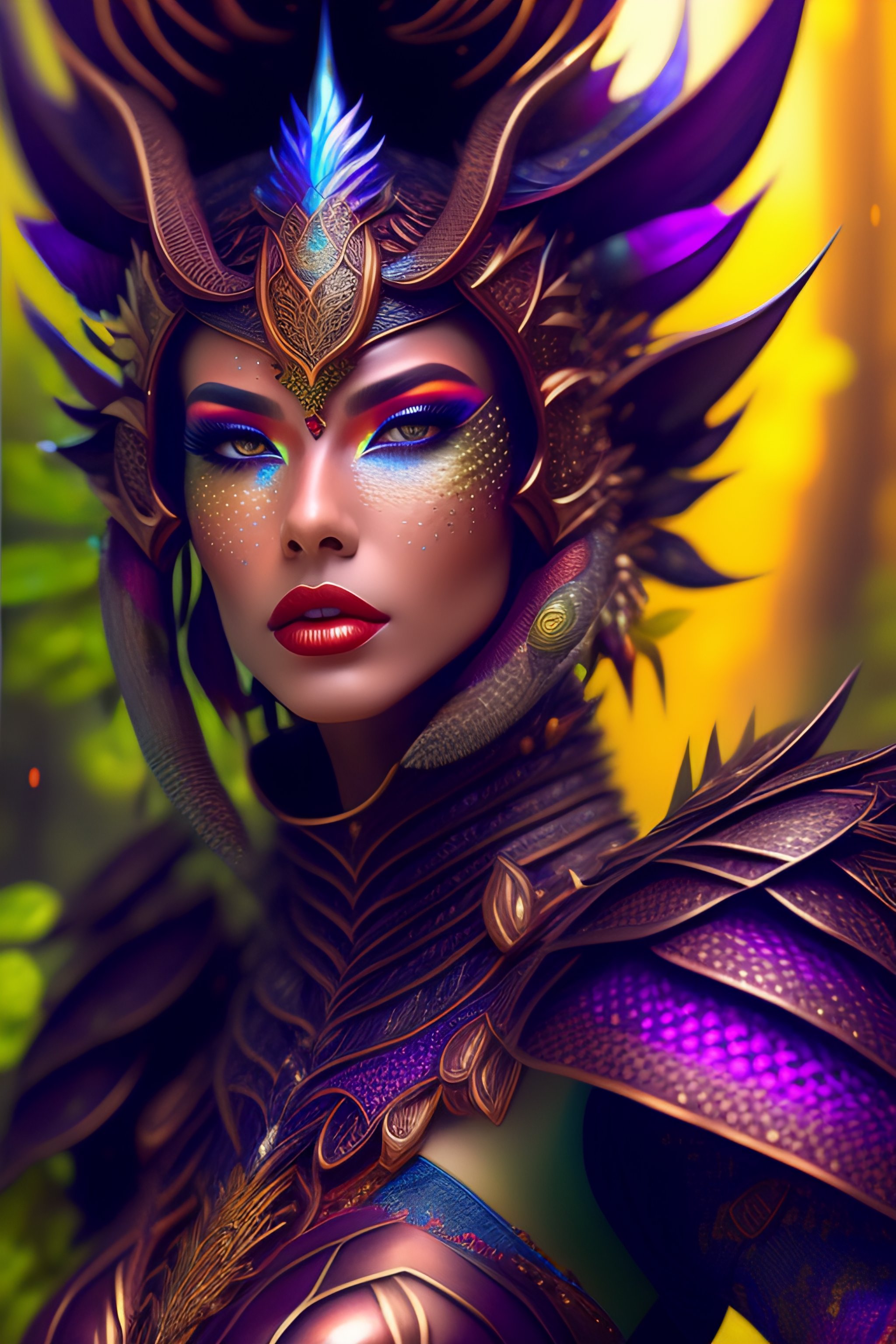 Lexica - A close up of a person in a costume, snake skin armor forest ...