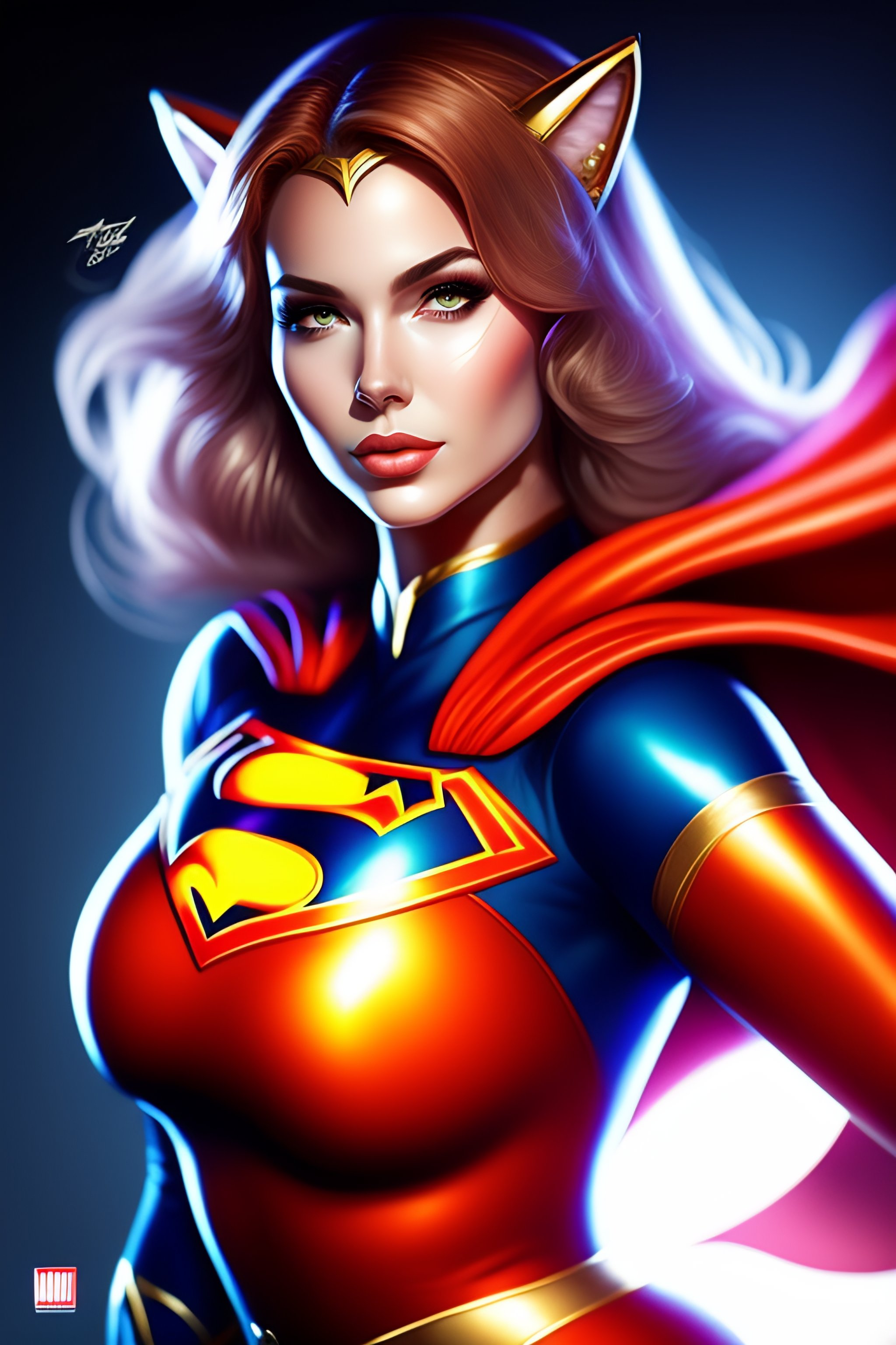 Lexica - Cat as supergirl, by artgerm