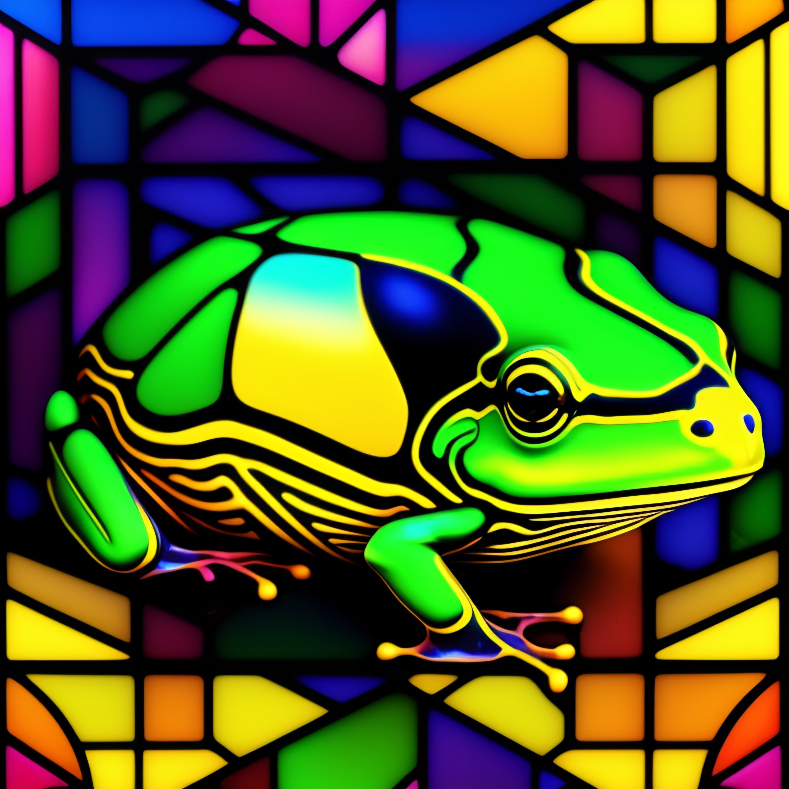 Lexica - Stained glass frog, geometric lines, wallpaper symmetrical ...