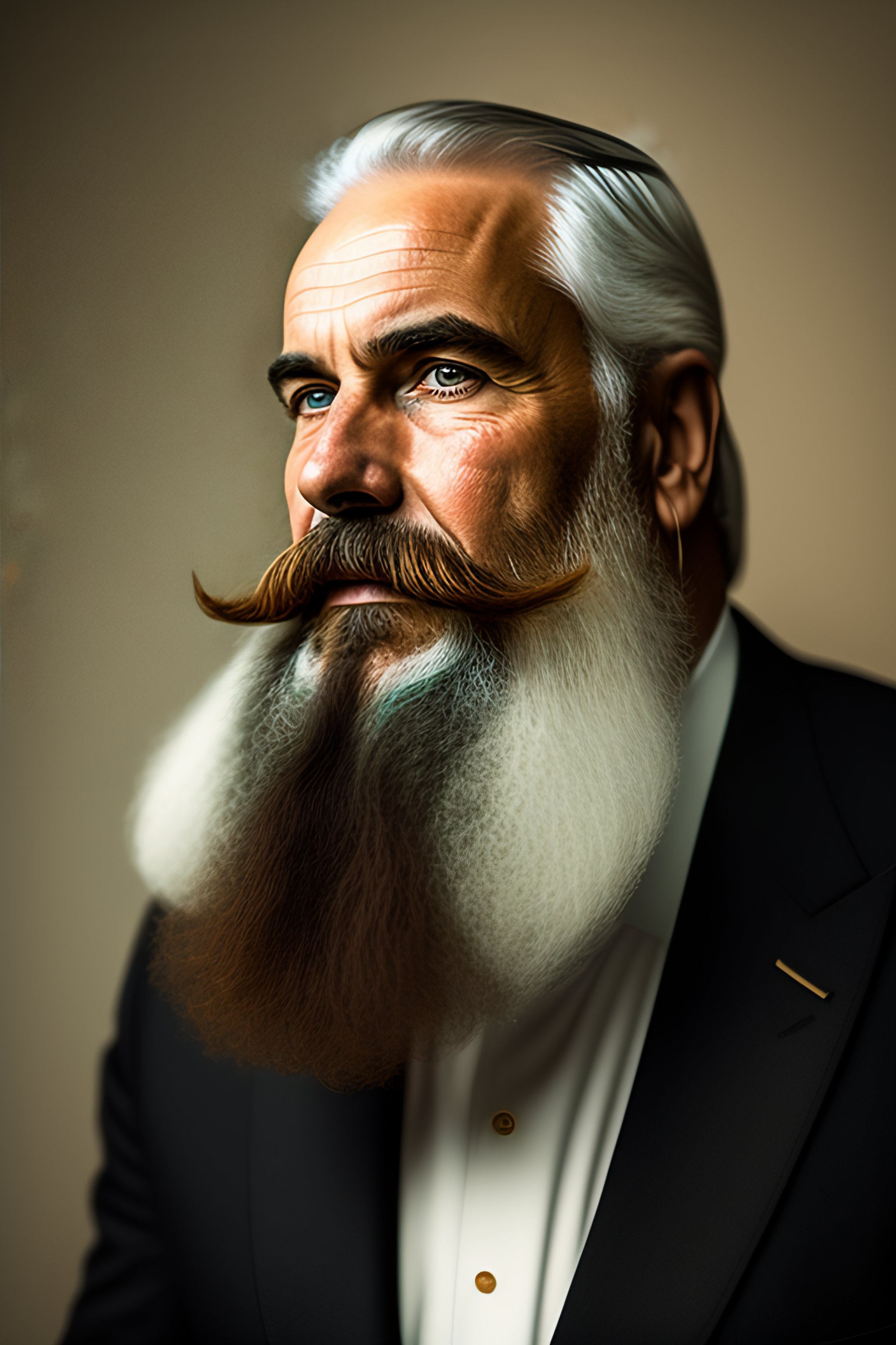 Lexica - Portrait of man with a long white beard and handlebar mustache