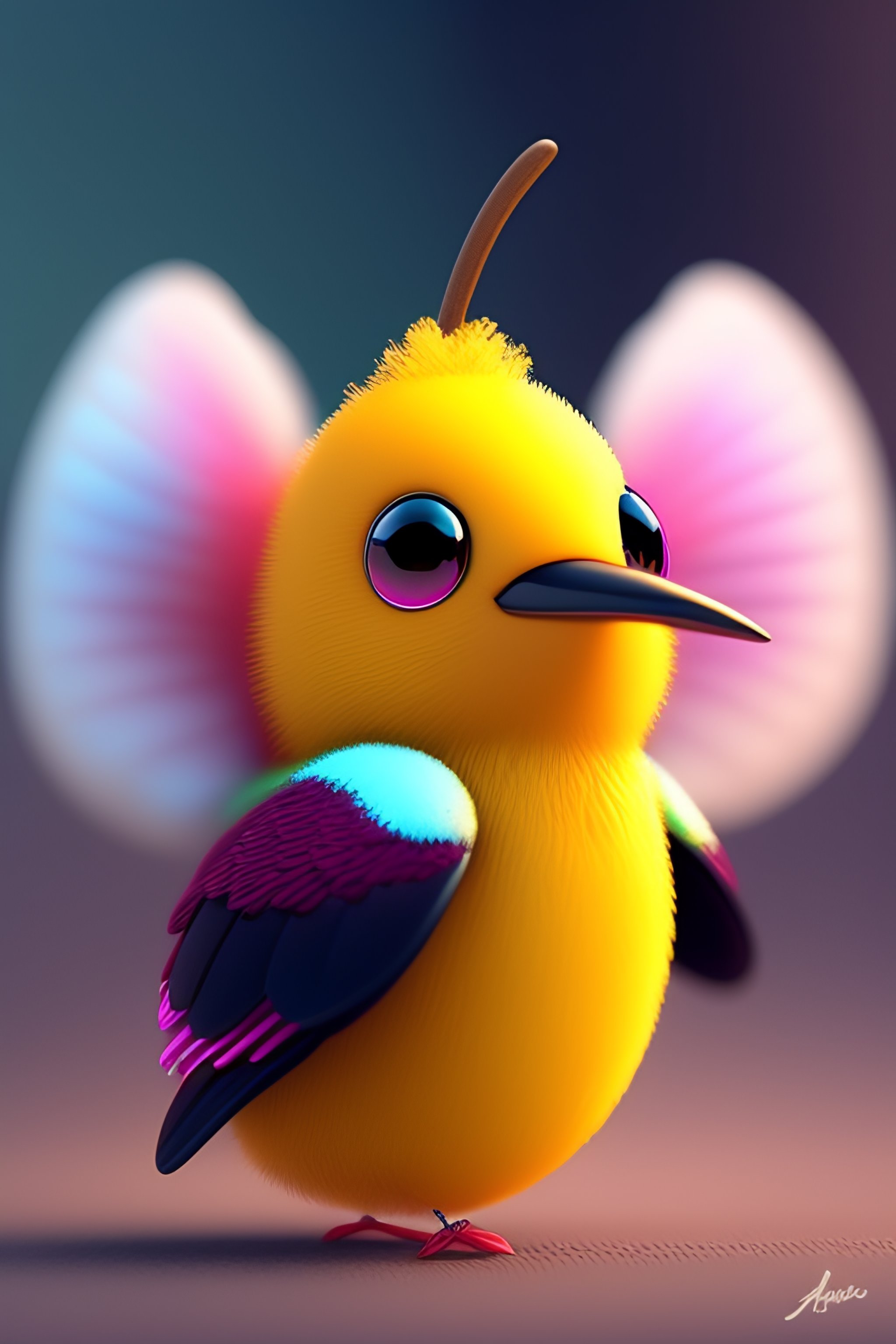 Lexica - A cute, fun-loving, fluffy cartoon hummingbird named jiffy ...