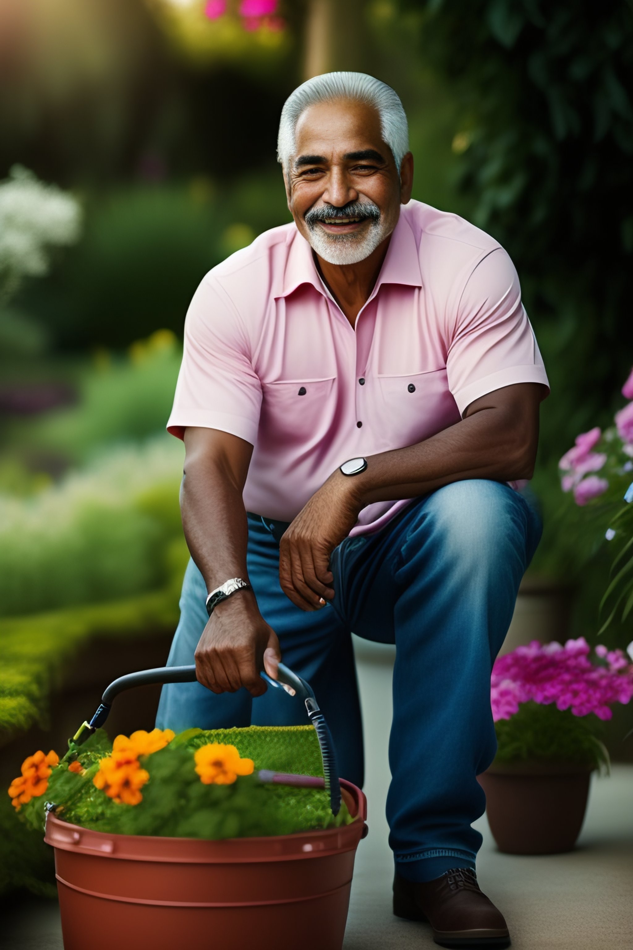 Lexica - Smiling Latino gardener uncle