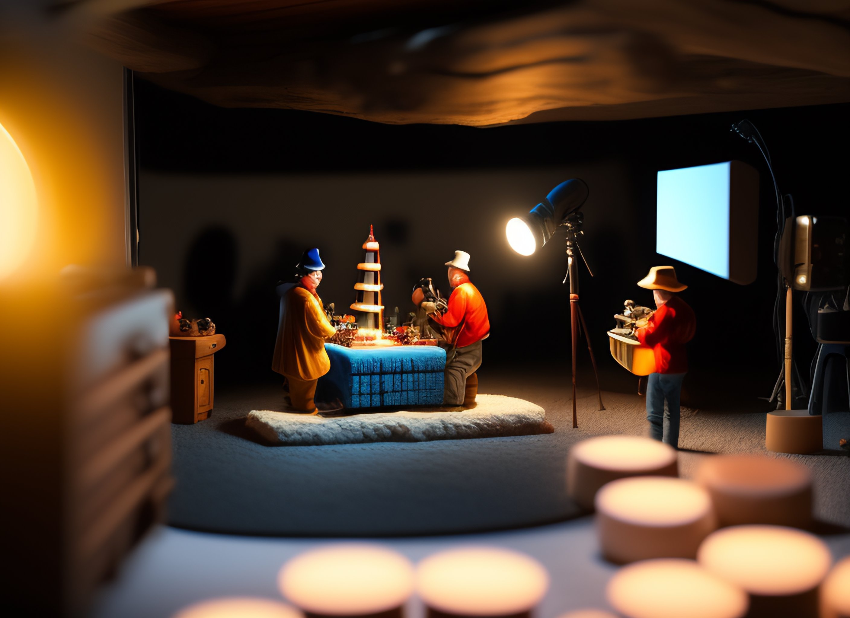 Lexica - Behind the scenes on the set of a claymation movie, wide angle ...