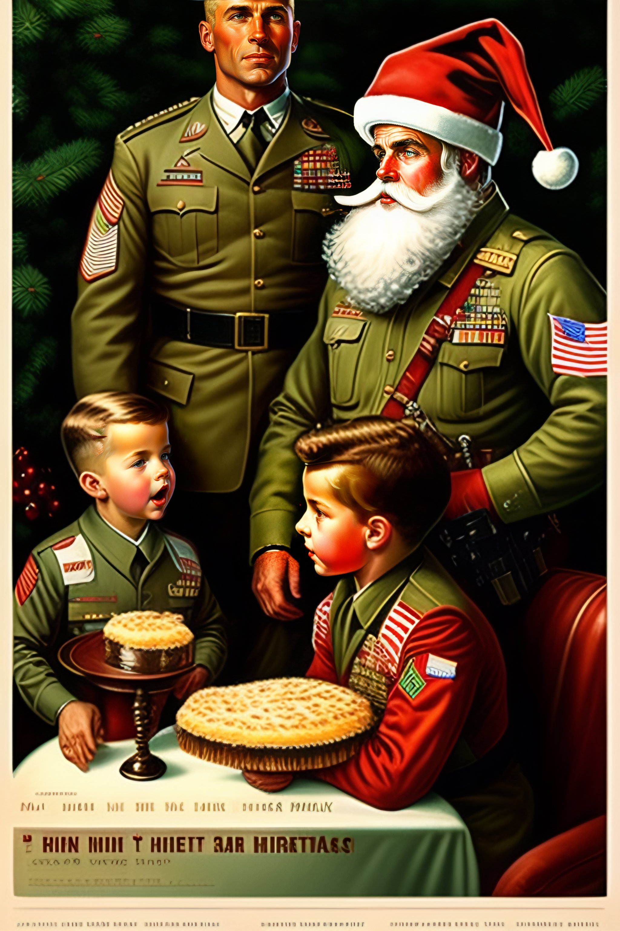Lexica - Us soldiers celebrating chritmas day,with Santa Claus hats and ...