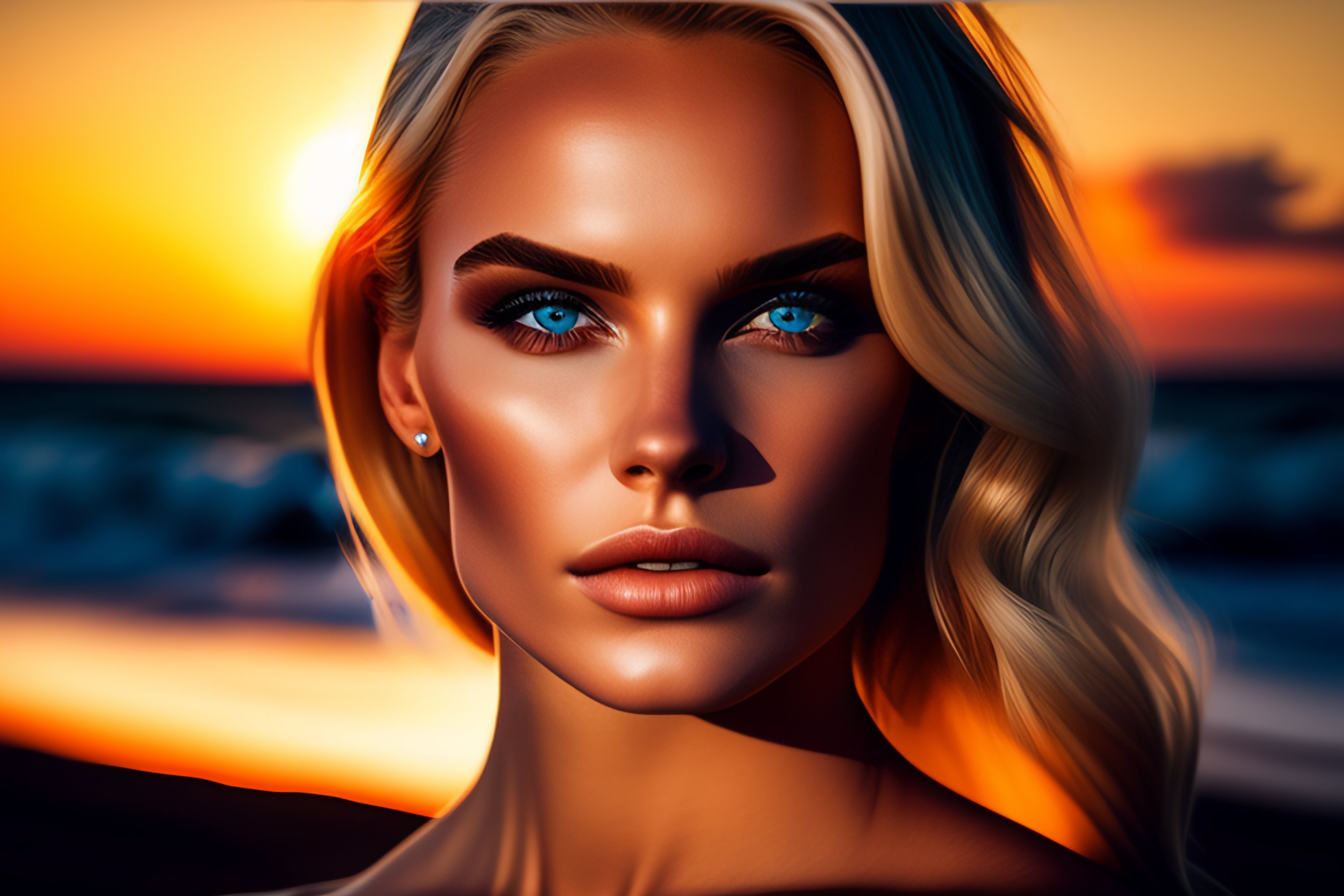 Lexica - Beautiful blonde woman super model face symmetrical, cinematic ...