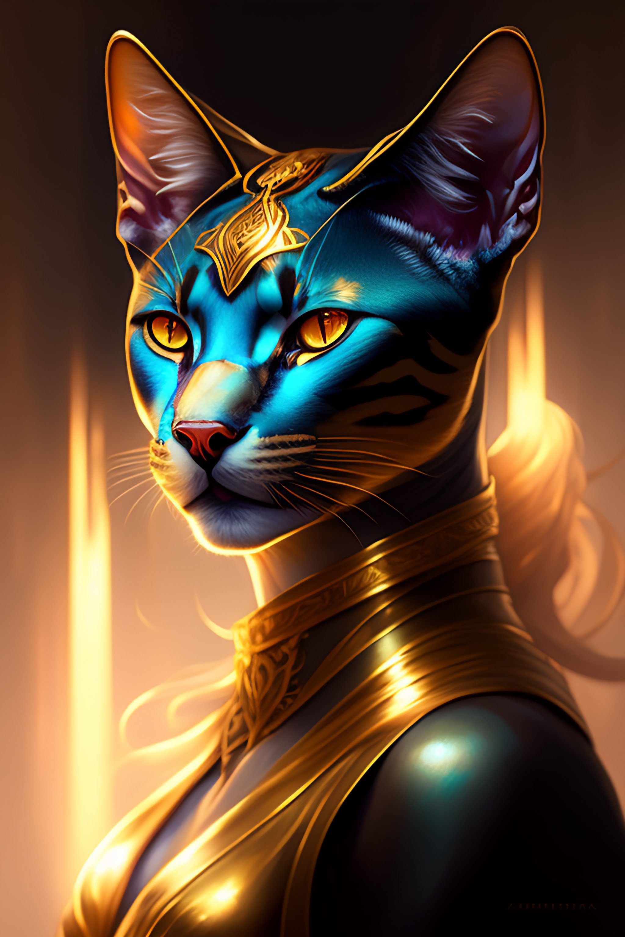 Lexica - Portrait of a half cat half human, anubis, face of a cat ...