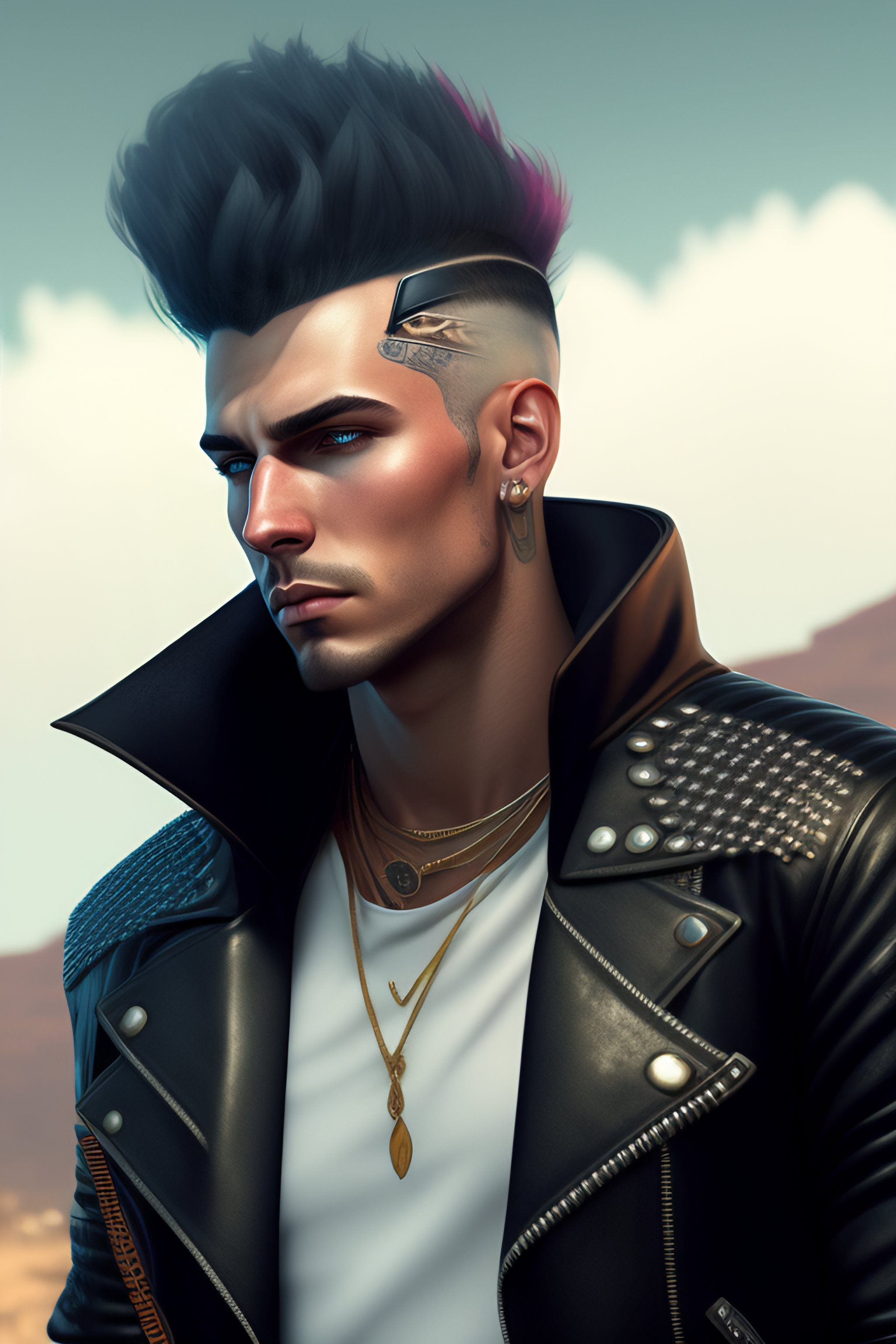 Lexica - Realistic portrait of an 80s retro white young male punk ...