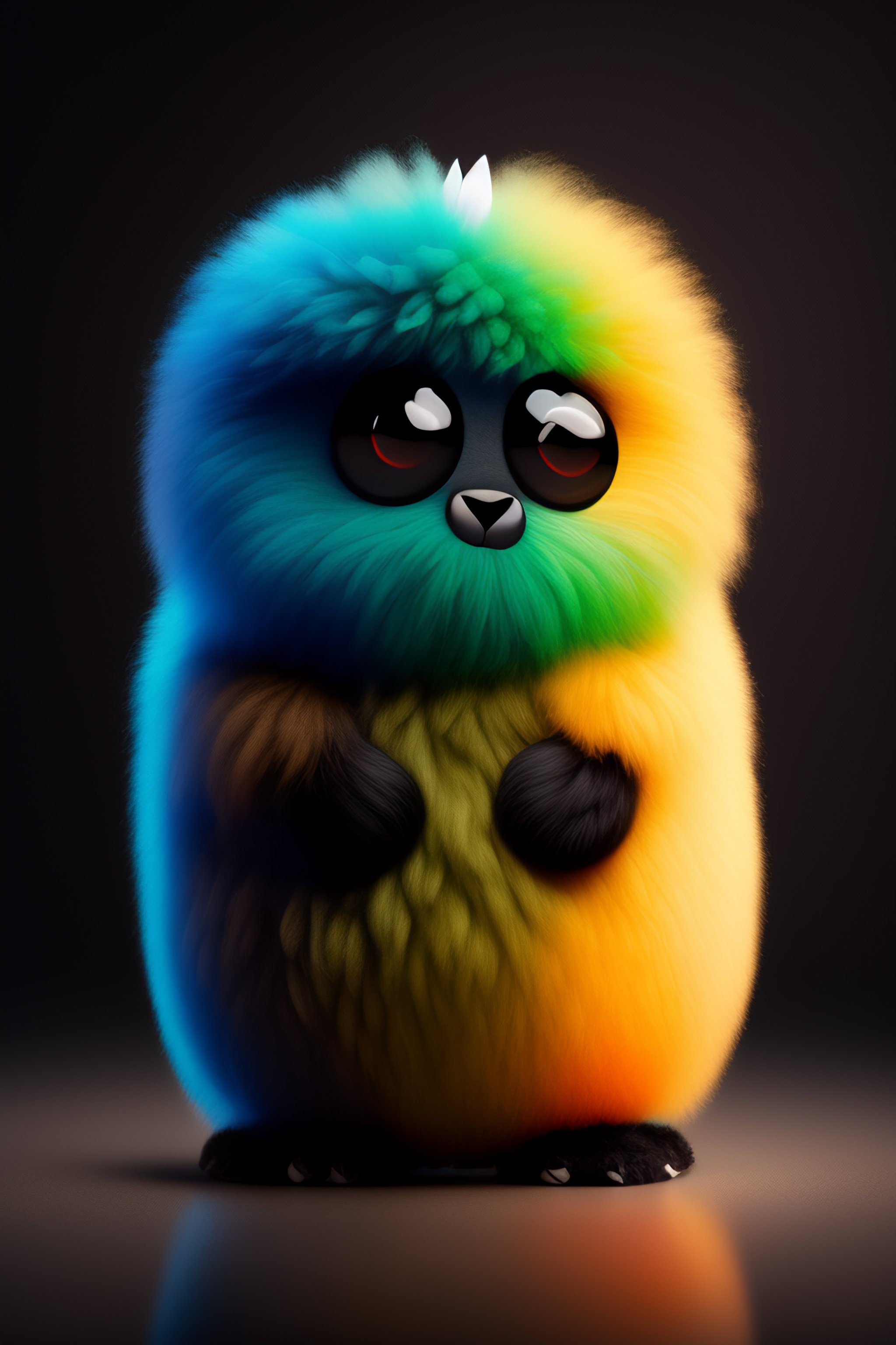 Lexica - Cute fluffy monster with black background