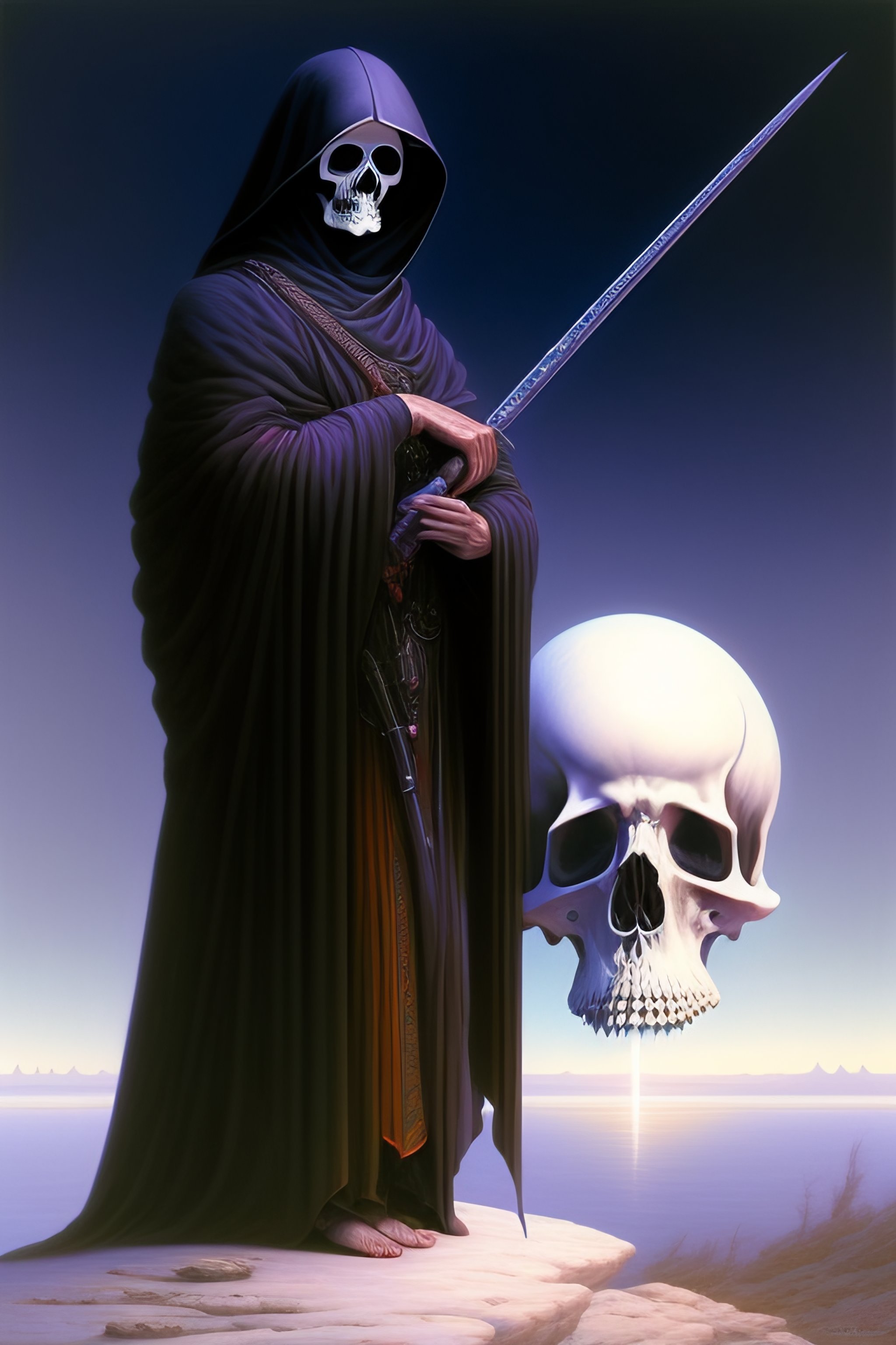 Lexica - The Grim Reaper with white long beard by wayne barlowe
