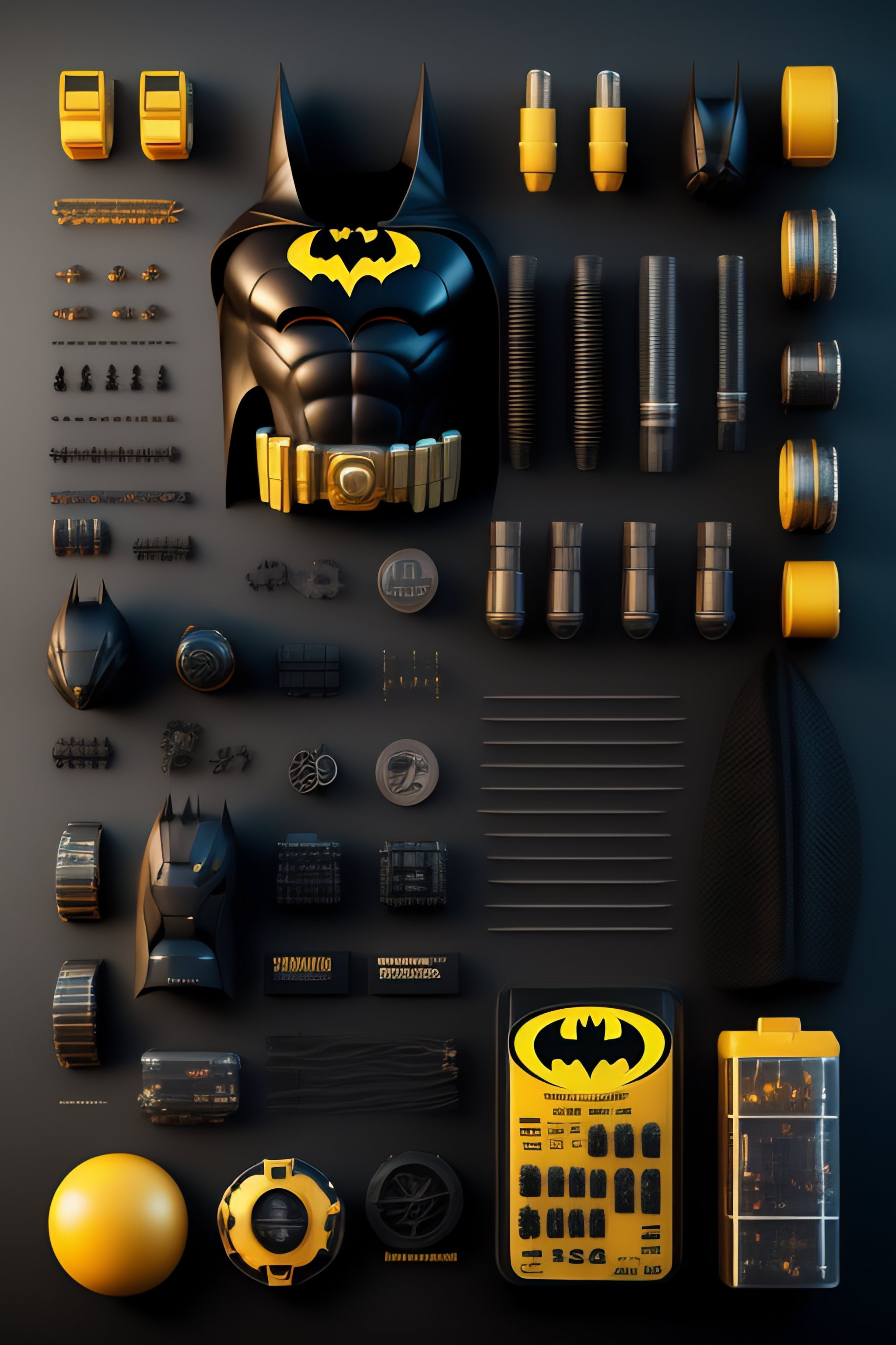 Lexica - Batman suit, costumes and mechanical parts, knolling, knolling ...