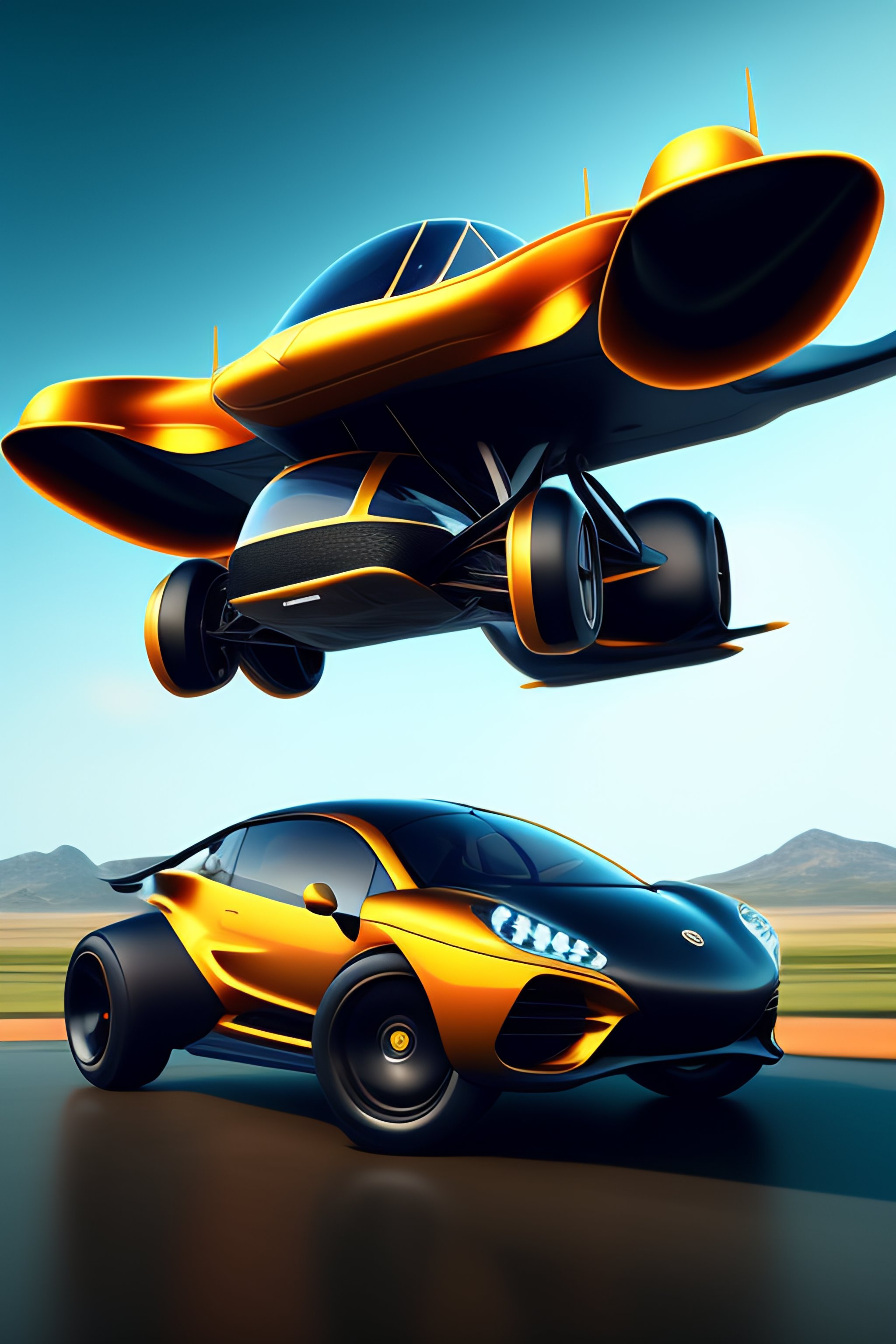 Lexica - A flying car in a world where humans are animals, hyper ...