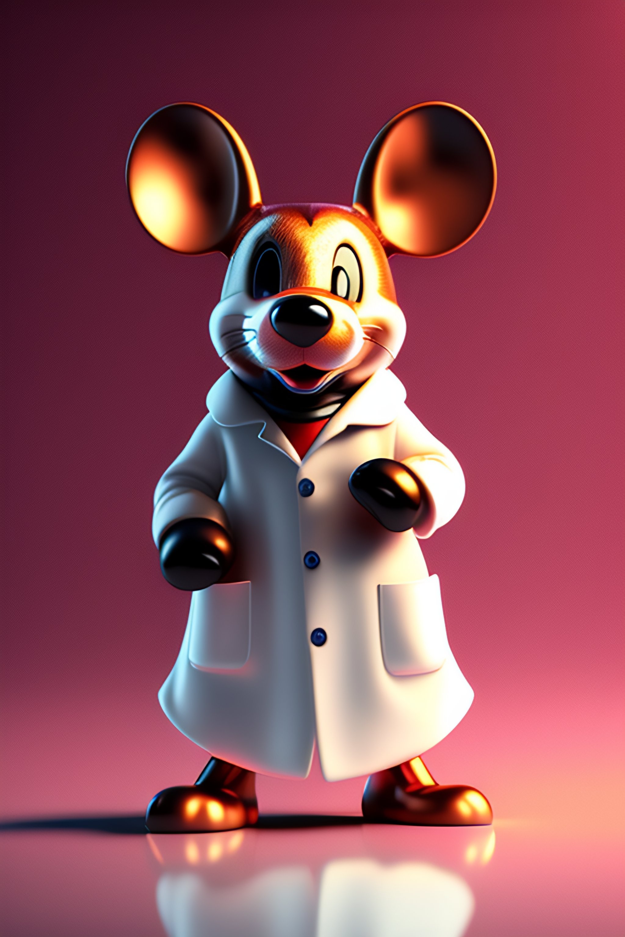 Lexica - A 3d render of a Standing realistic rat, it has two mickey ...