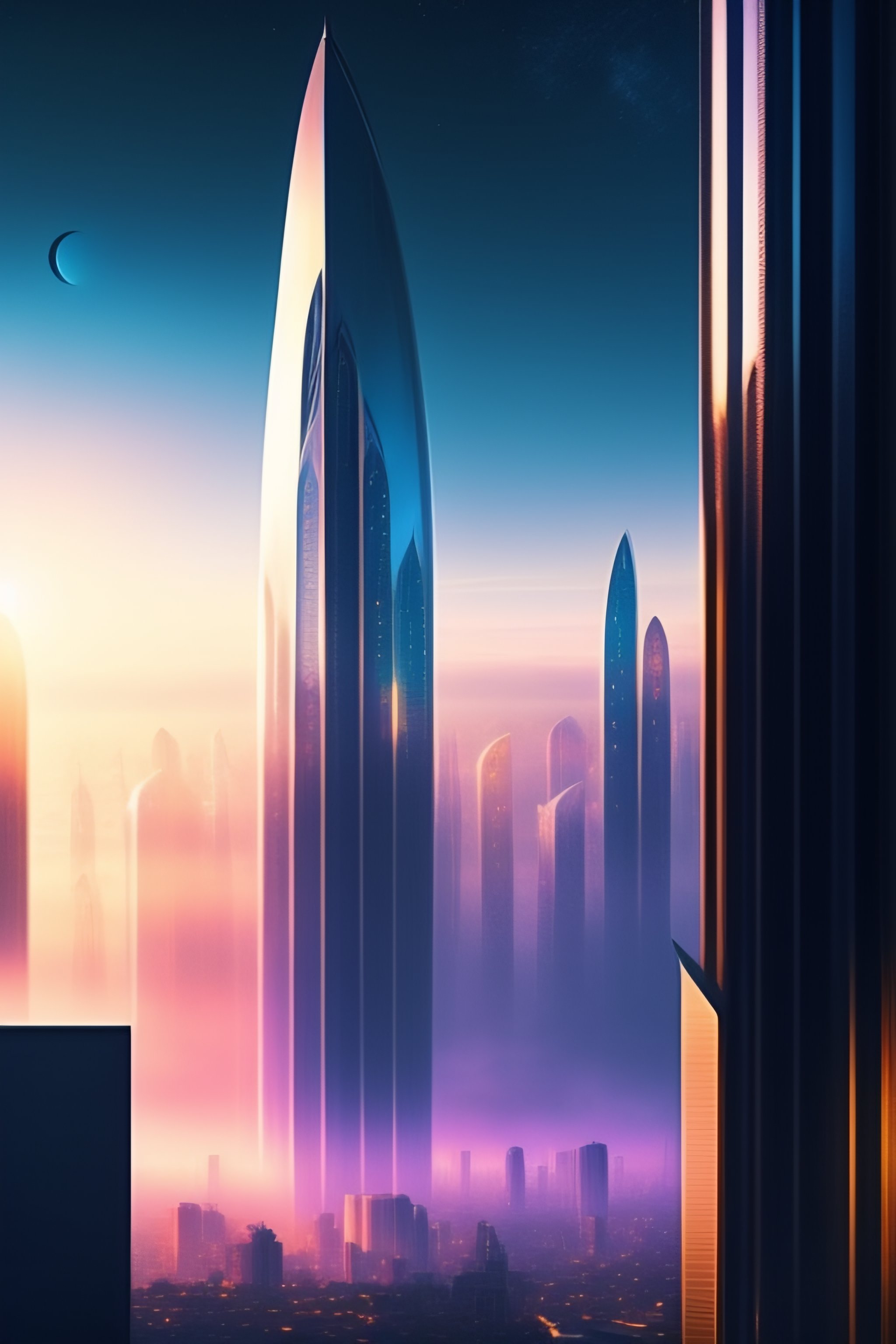 Lexica - Celestial city of angels with iridescent buildings opalescent ...