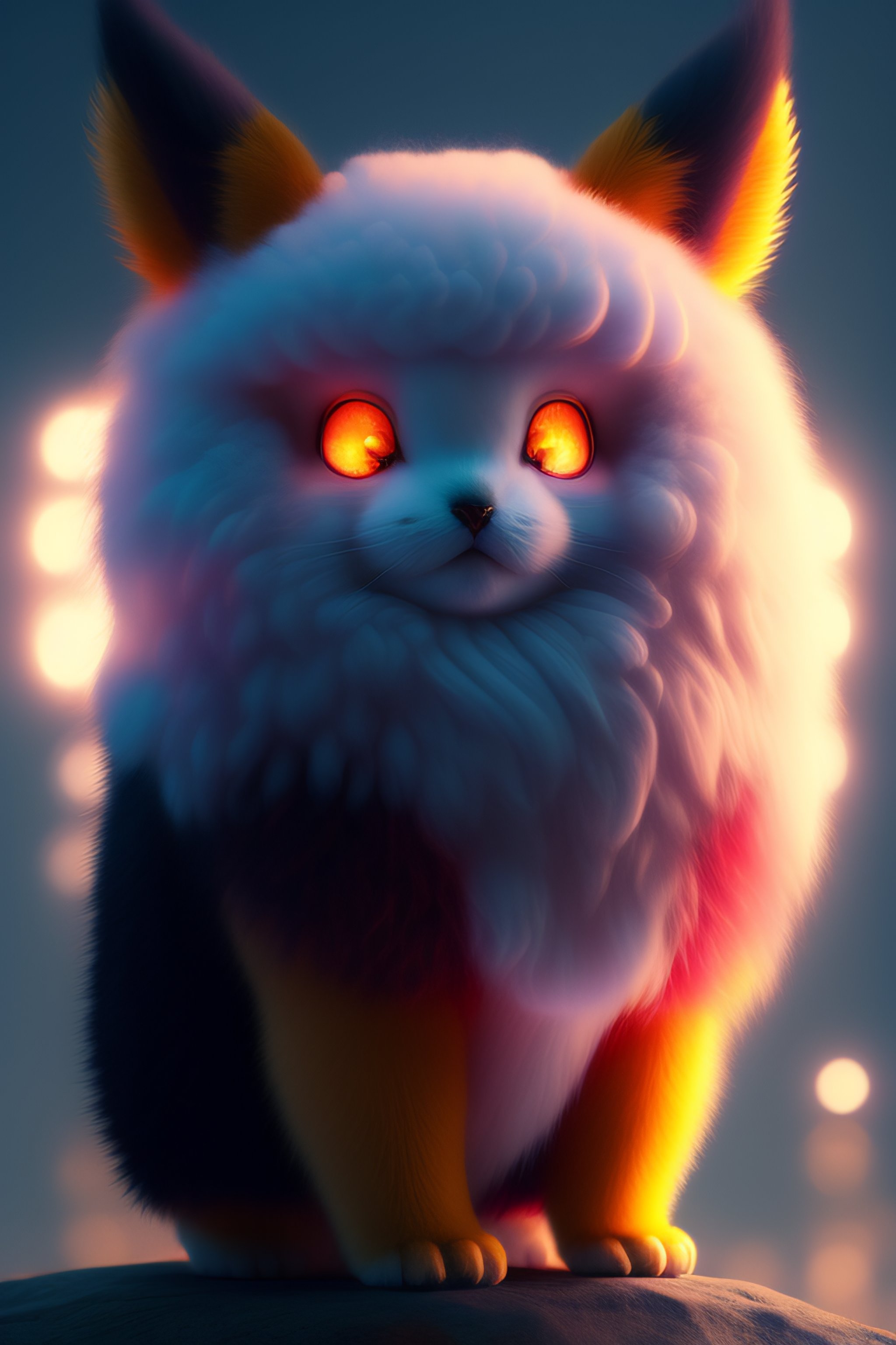 Lexica - Creepy fluffy pokemon, dark background, backlit:: by Martine ...