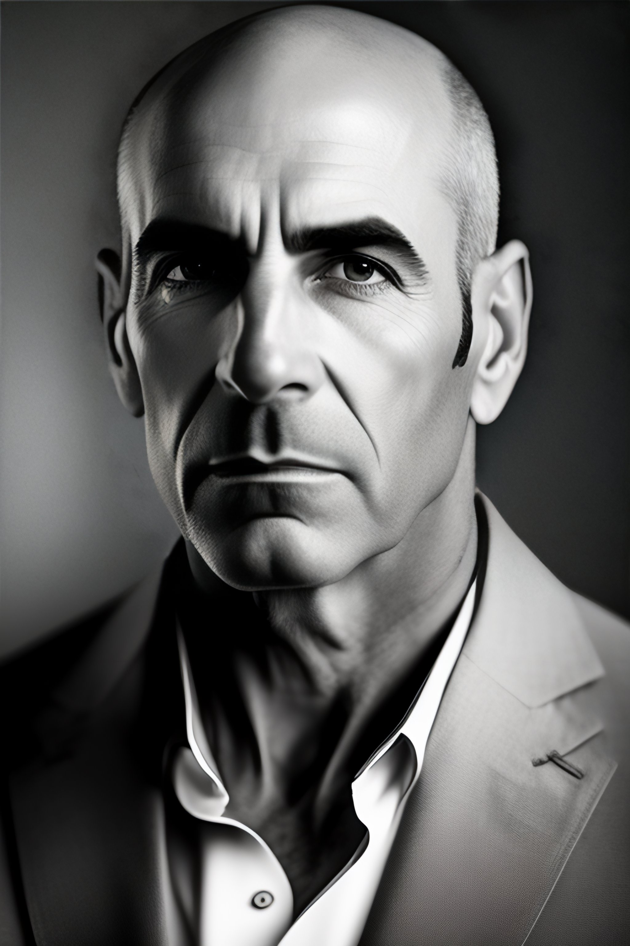 Lexica - A close-up profile photograph of a bald, stubbled Ashkenazi ...