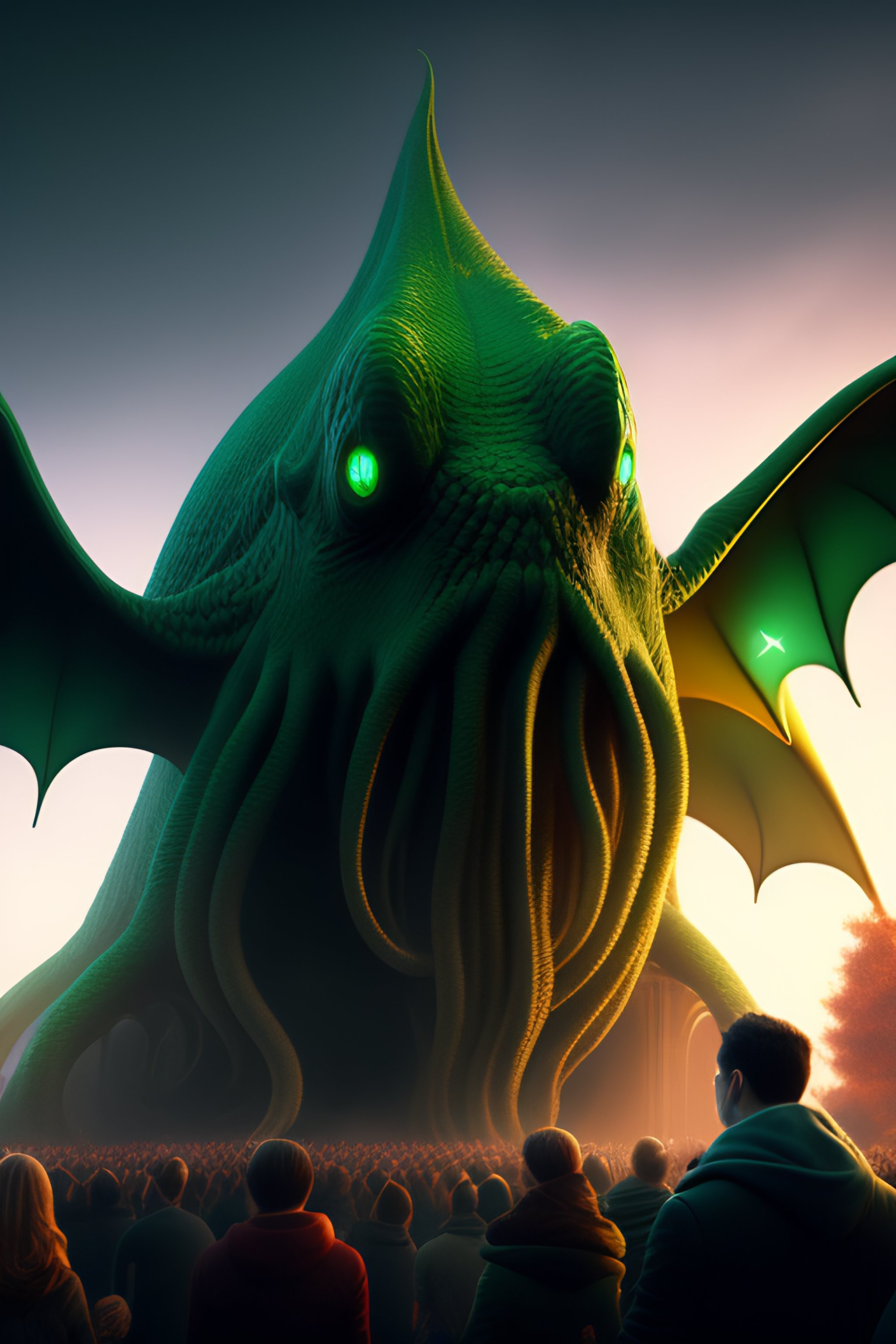 Lexica - An afraid running crowd of people in a haunted version of ...