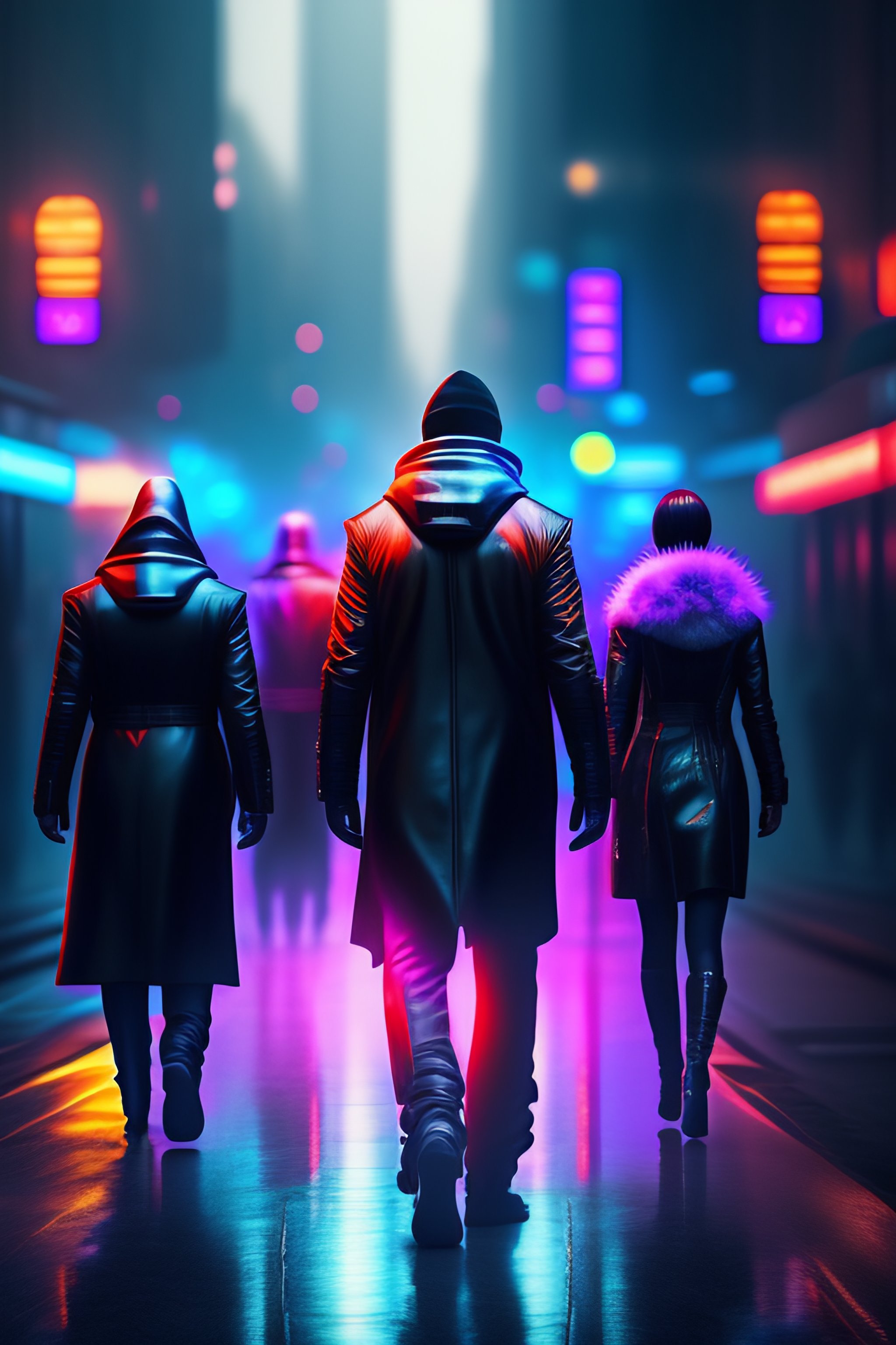 Lexica - Groups of futuristic masked cyberpunk edgerunners, heavy rain ...