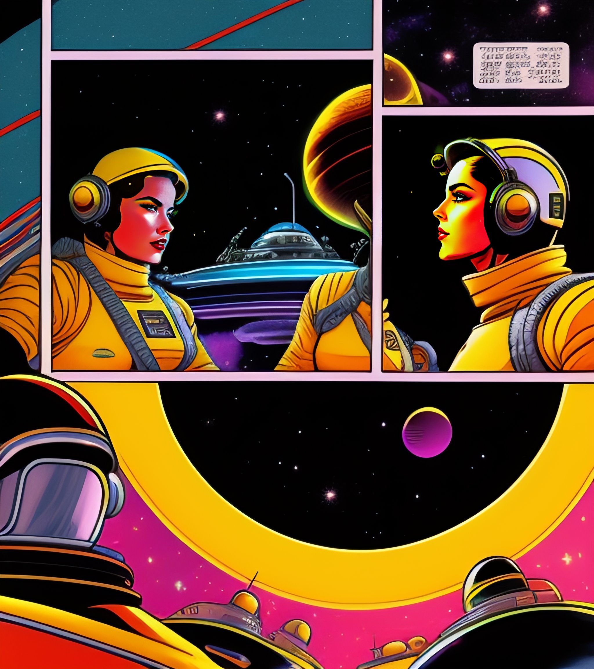 Lexica - Retro space captain giving commands to the crew in spacecraft ...